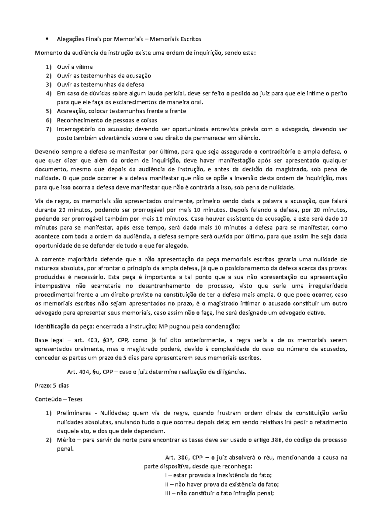 Alegações finais por Memoriais; Memoriais Escritos. - Alegações Finais ...