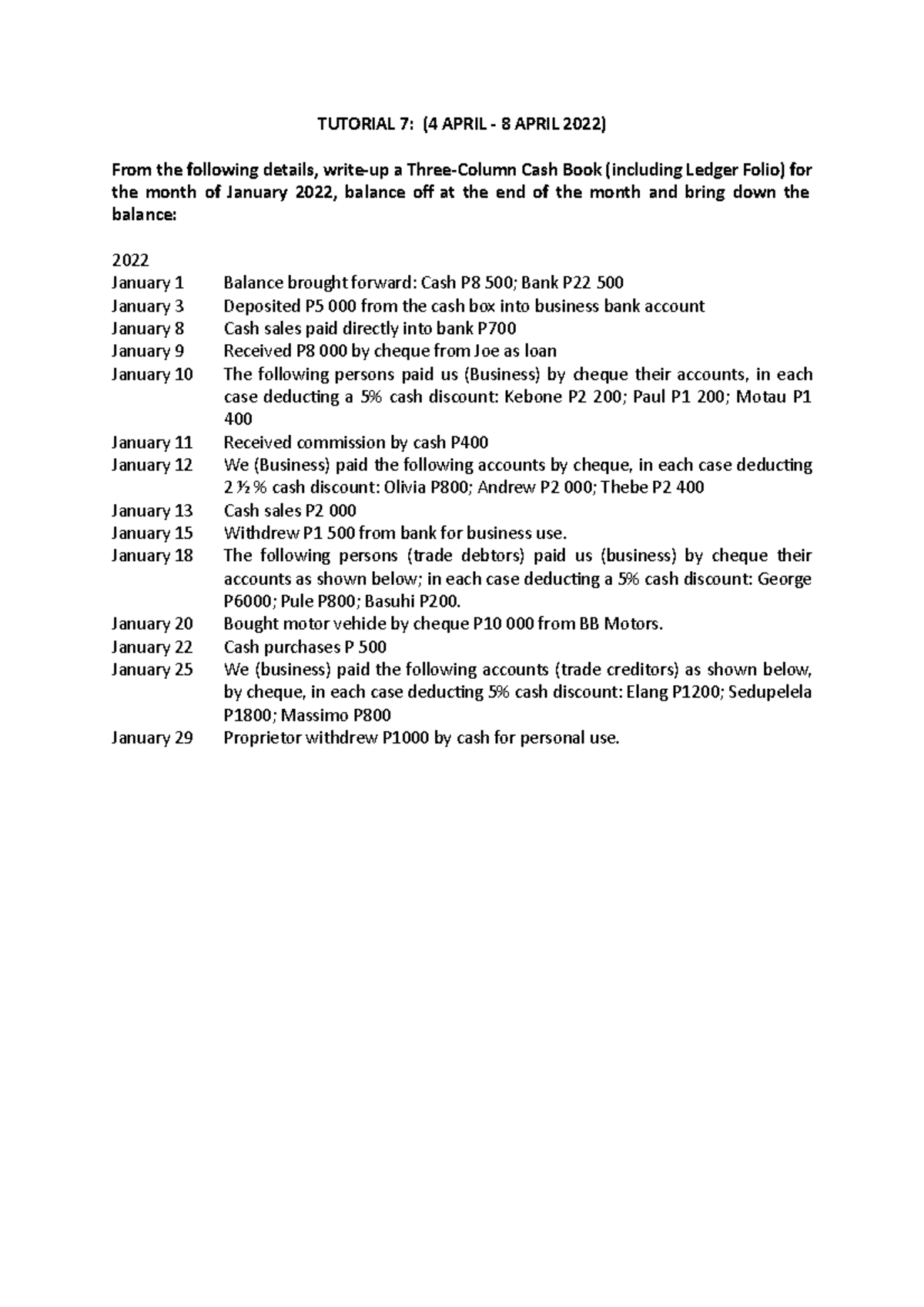 Tutorial 7 4 April 2022 - Topic 7 questions - TUTORIAL 7: (4 APRIL - 8 ...