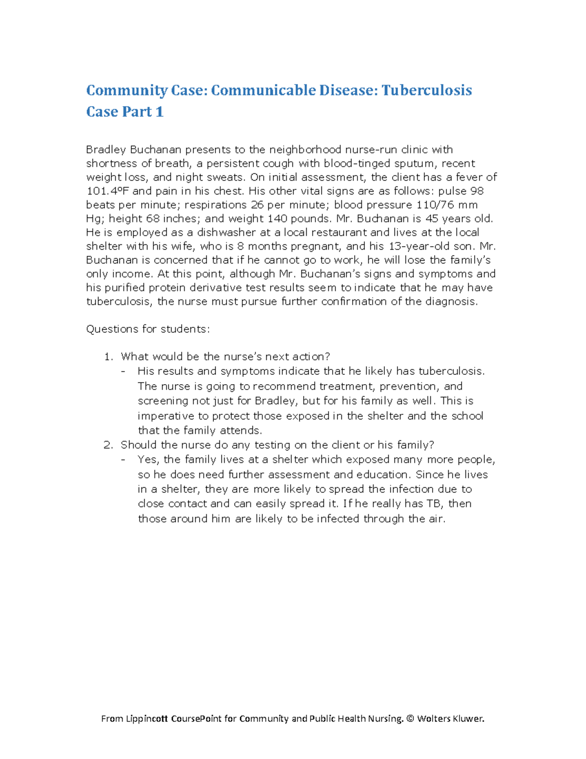 Community Communicable TB Case1 1-10-17 DP - Community Case ...