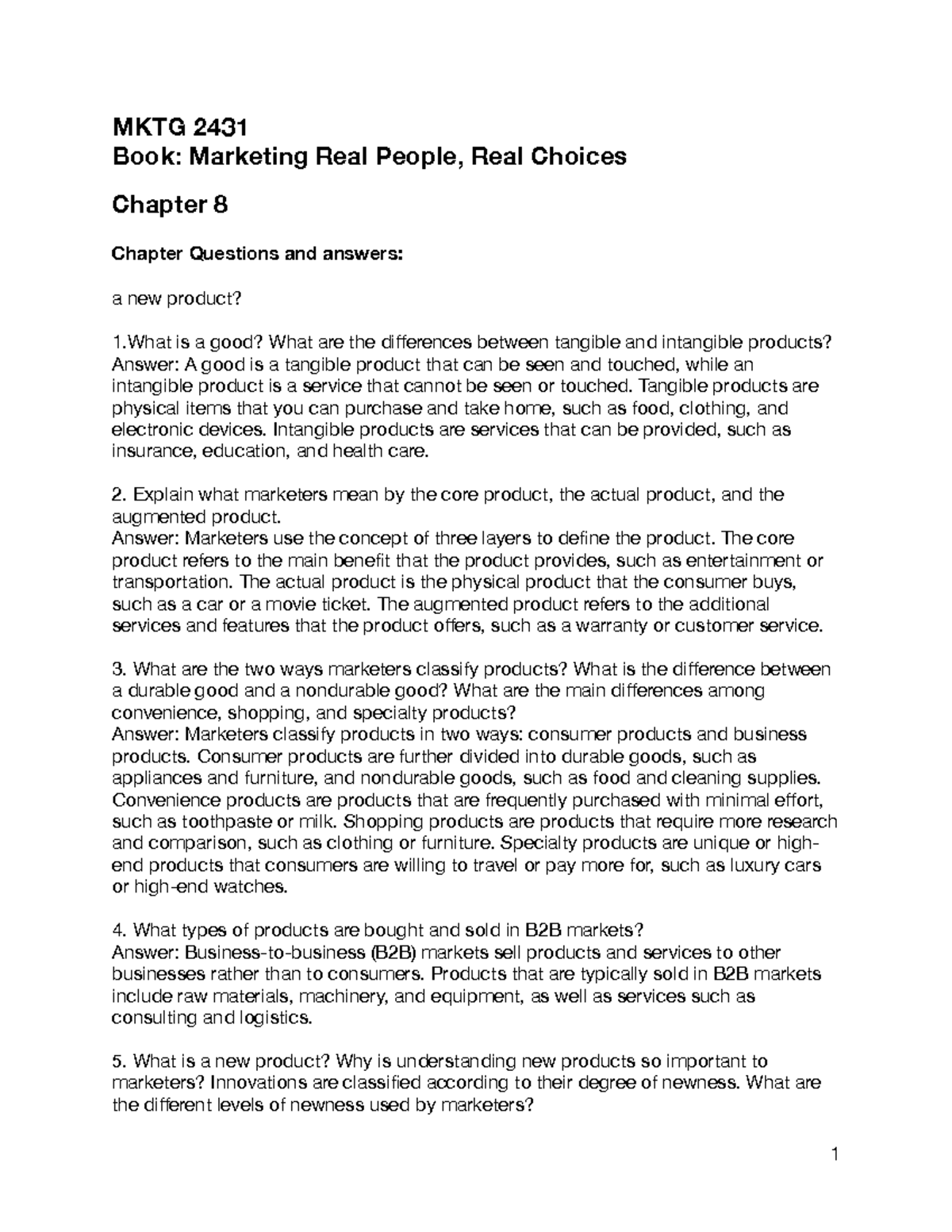 MKTG 2431 - Chapter 8 - MKTG 2431 Book: Marketing Real People, Real ...