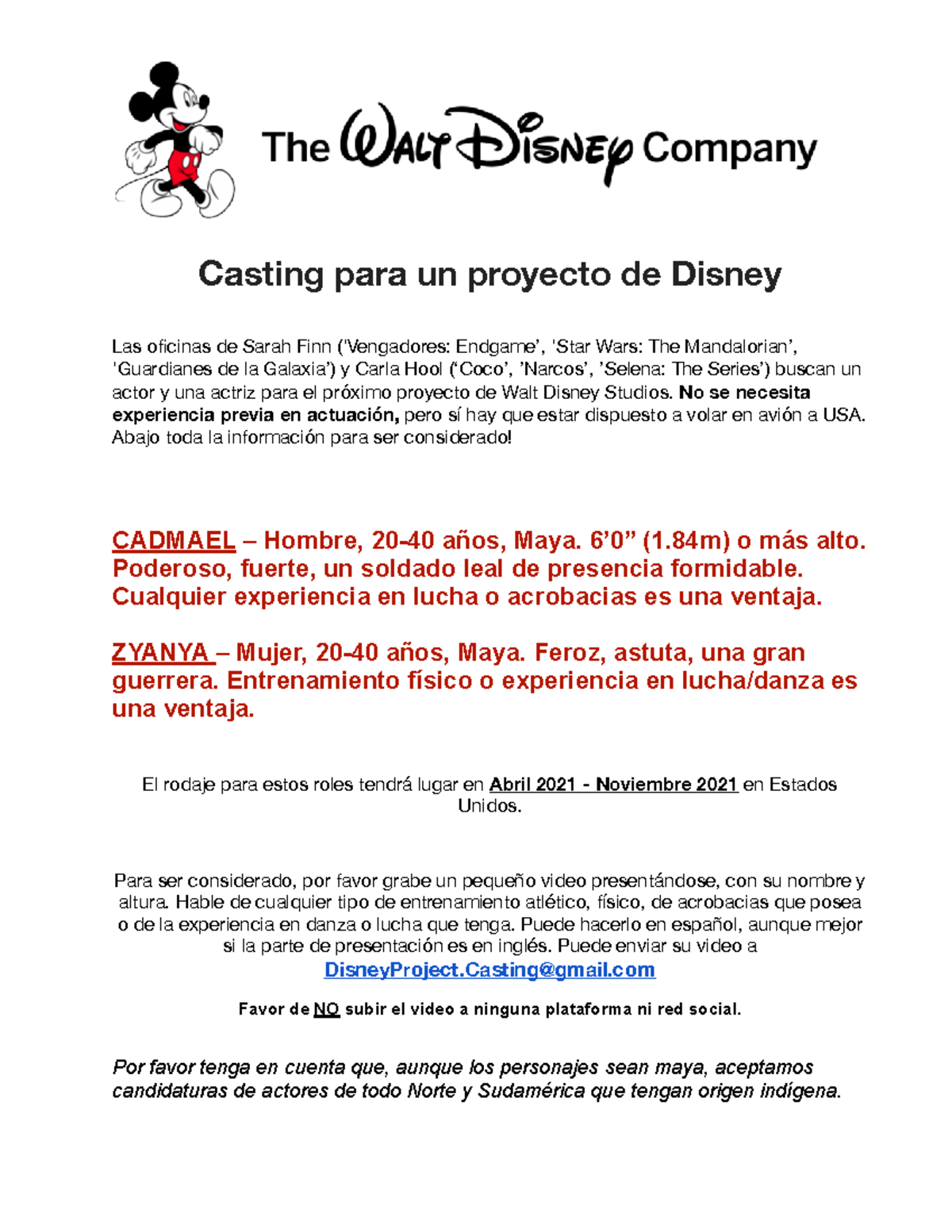 Cadmael and Zyanya en Espanol - Casting para un proyecto de Disney Las ...