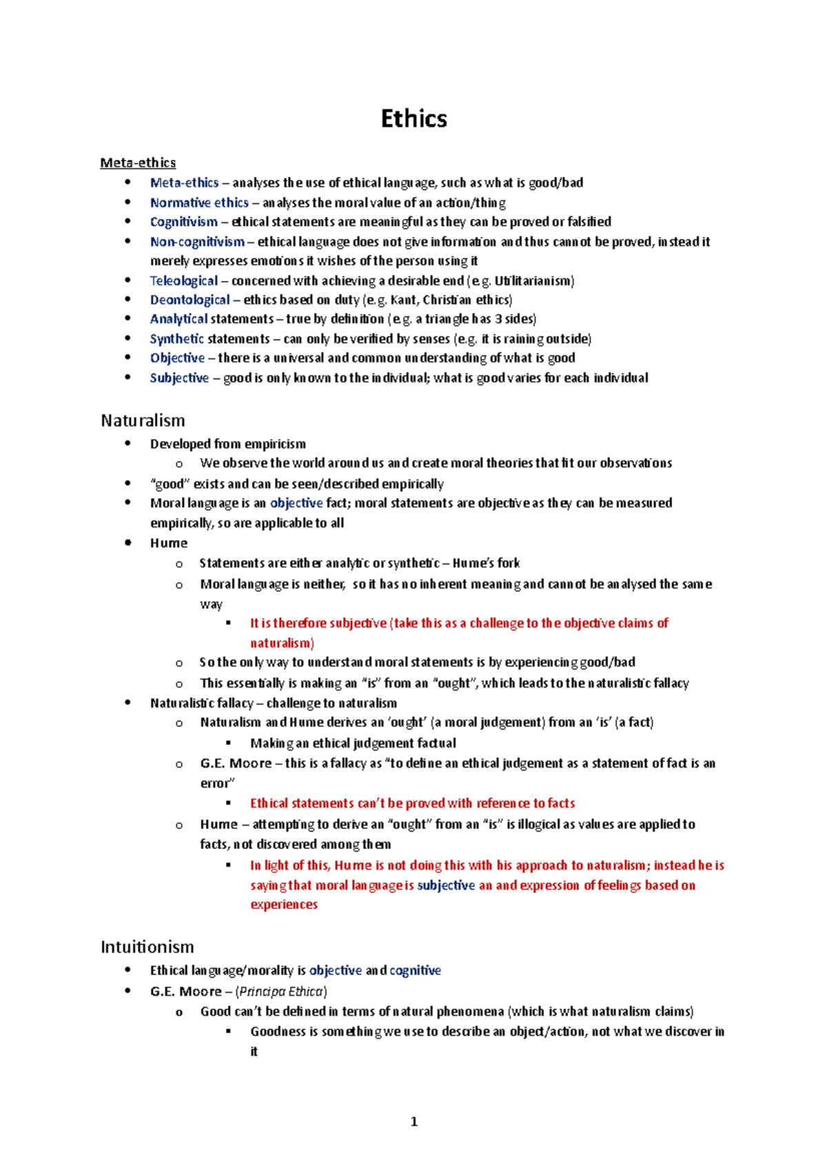 OCR Ethics revision - n/a - Ethics Meta-ethics Meta-ethics – analyses ...