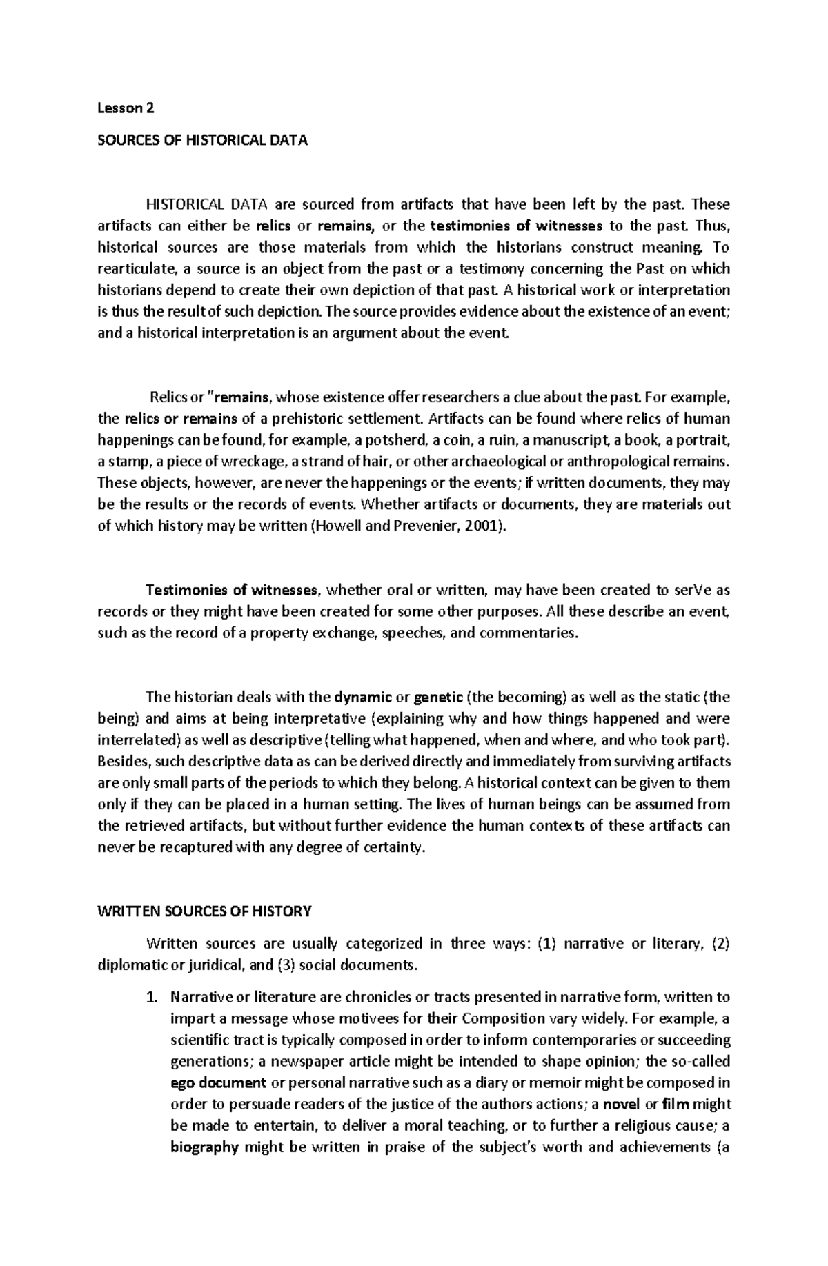 Lesson 2 Sources OF Historical DATA - Lesson 2 SOURCES OF HISTORICAL ...