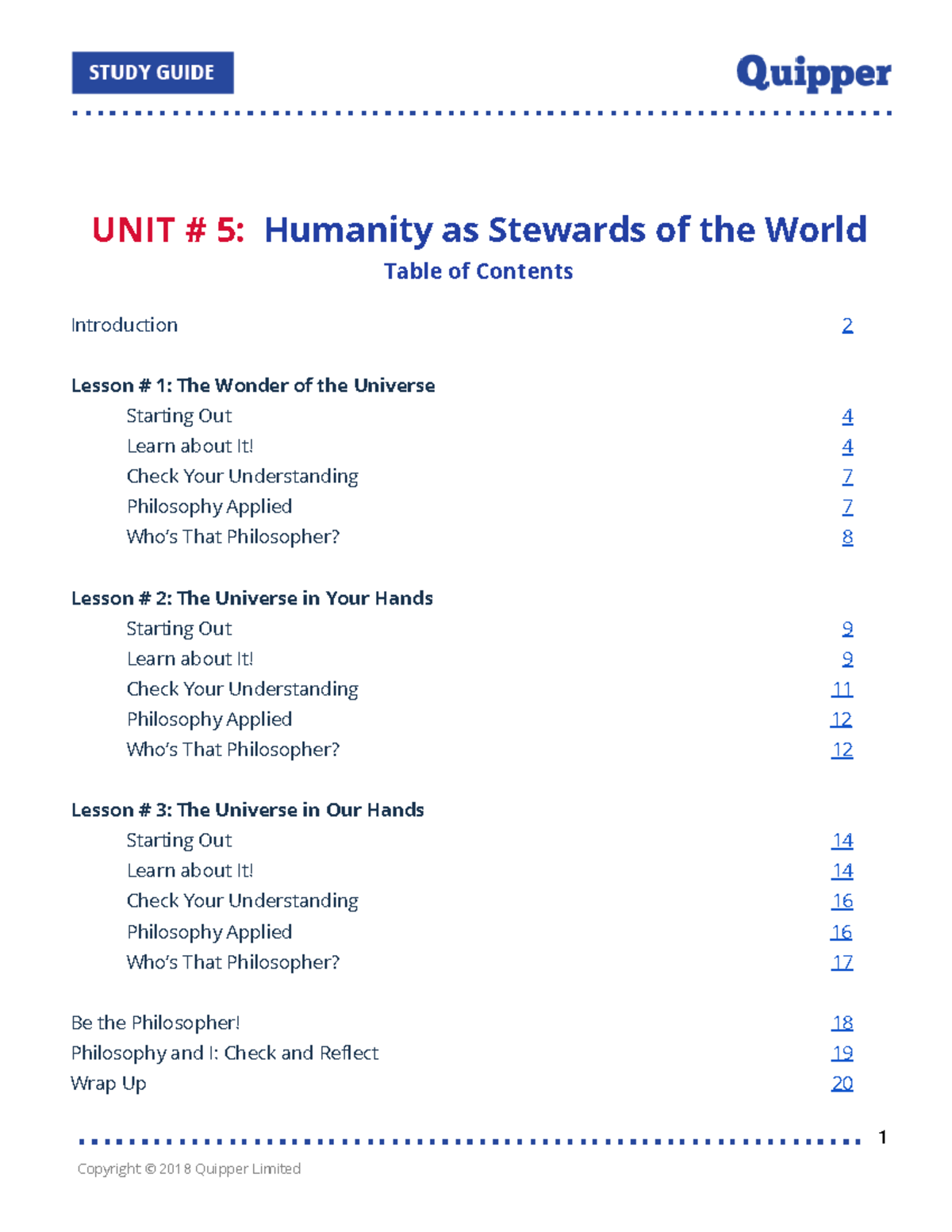 The Wonder of the Universe 0 - UNIT # 5: Humanity as Stewards of the ...