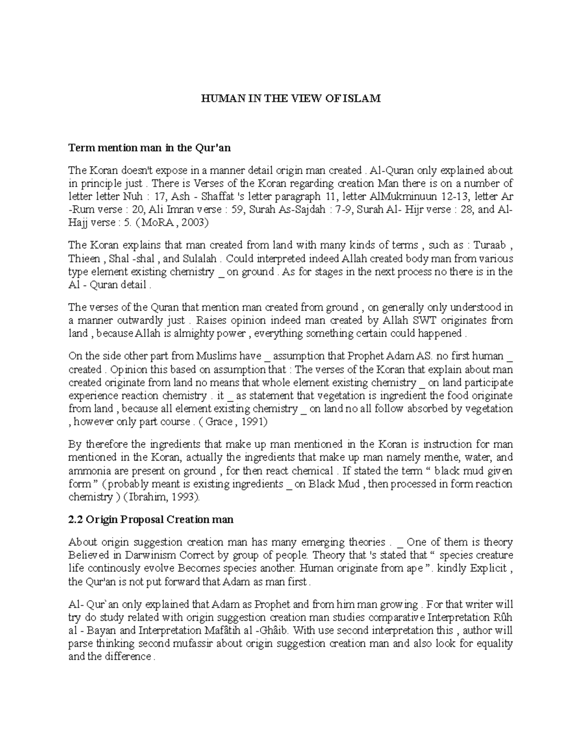 Human IN THE VIEW OF Islam - HUMAN IN THE VIEW OF ISLAM Term mention ...