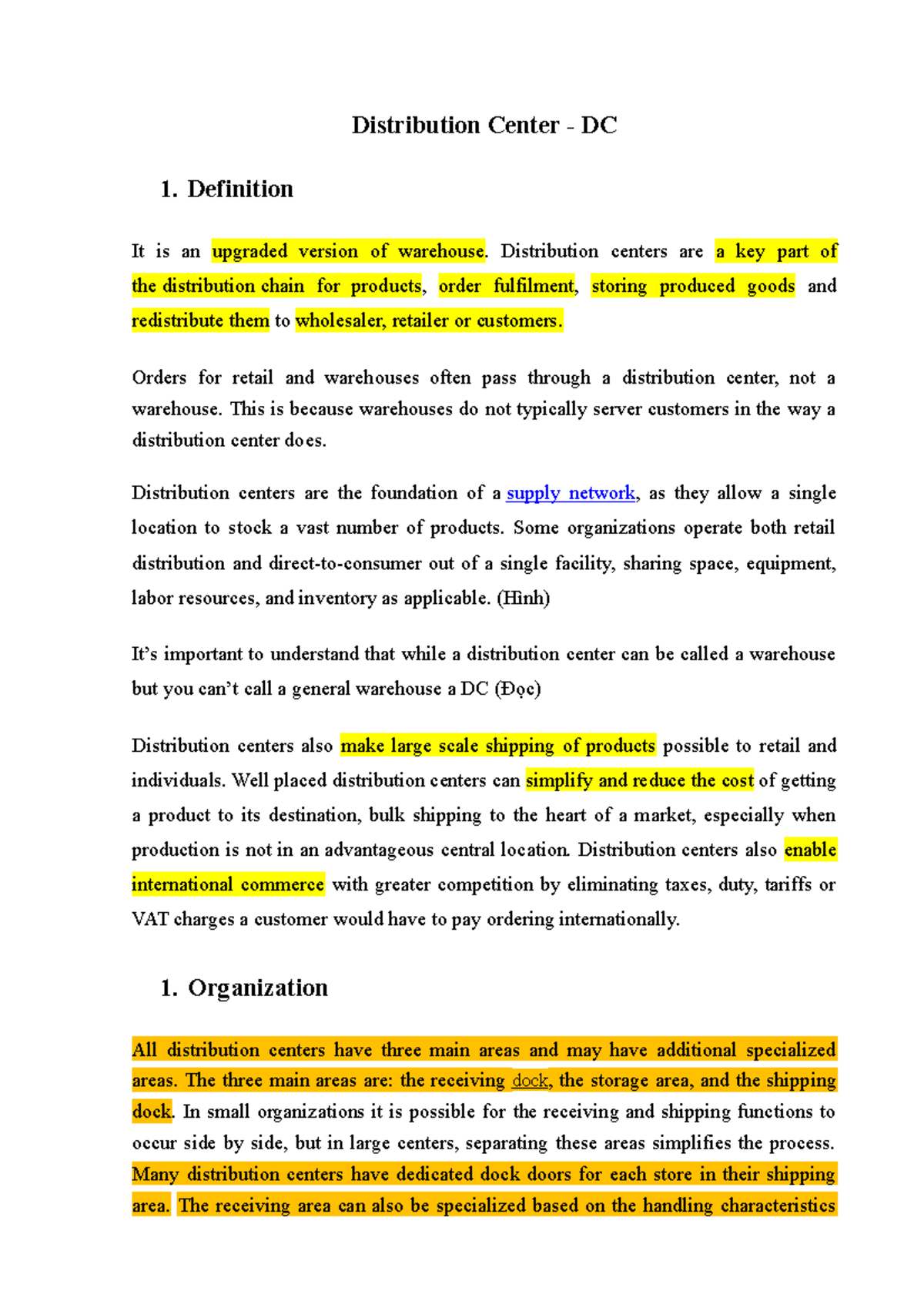 What is distribution center - Distribution Center - DC 1. Definition It is an upgraded version ...