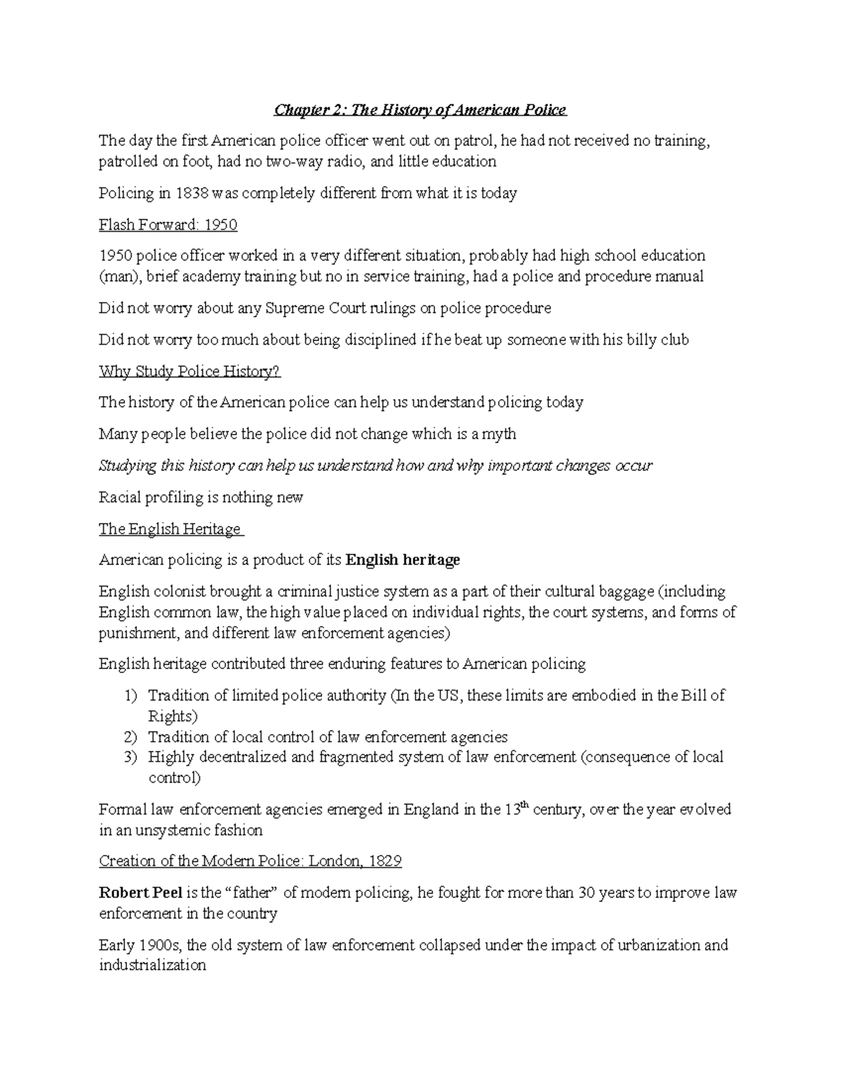 Chapter 2 The History of American Police - Chapter 2: The History of ...