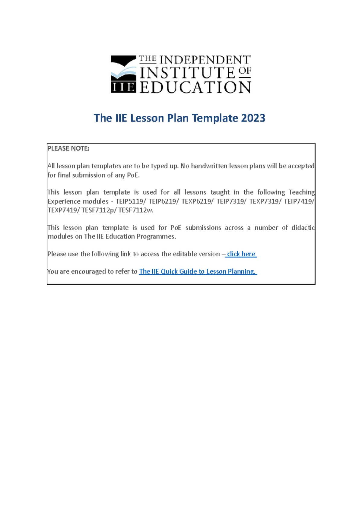 The IIE Lesson Plan Template LSBK science - The IIE Lesson Plan ...