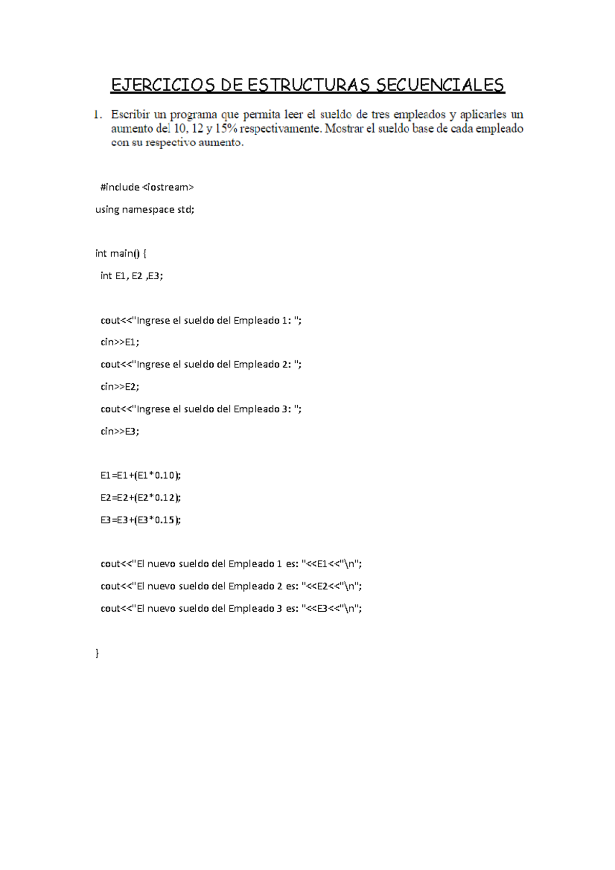 Ejercicios DE Estructuras Secuenciales - Yamir Vargas Alvitres ...