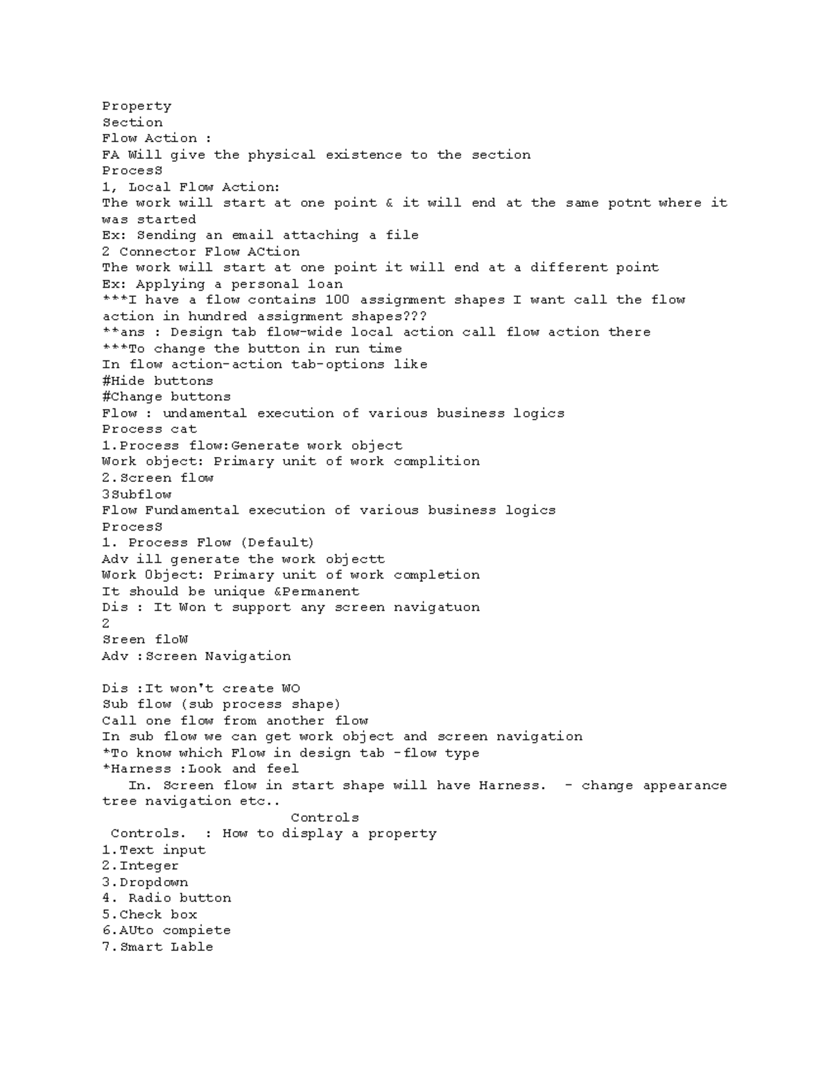 Pega Notes - Property Section Flow Action : FA Will give the physical ...