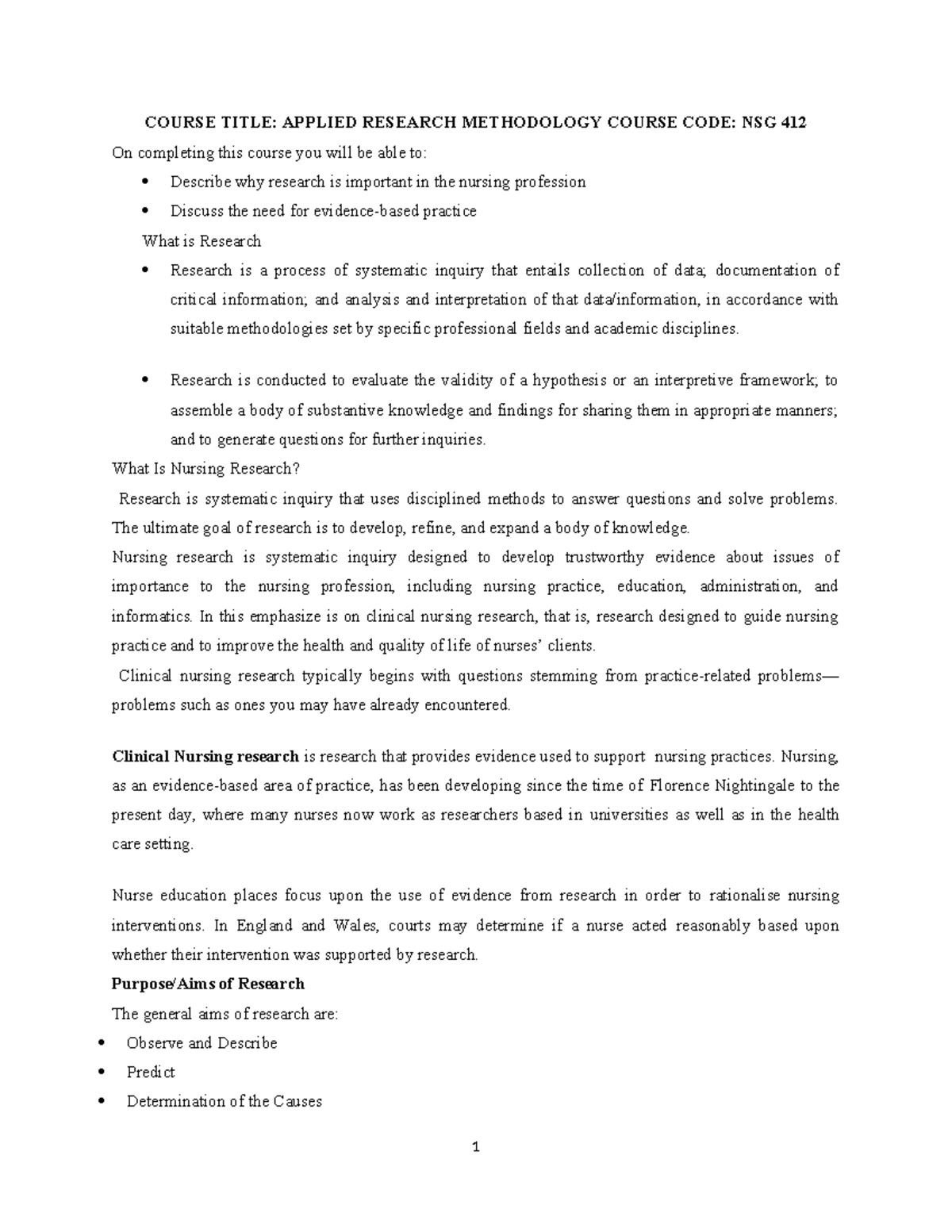 Research Methodology 033005 - COURSE TITLE: APPLIED RESEARCH ...