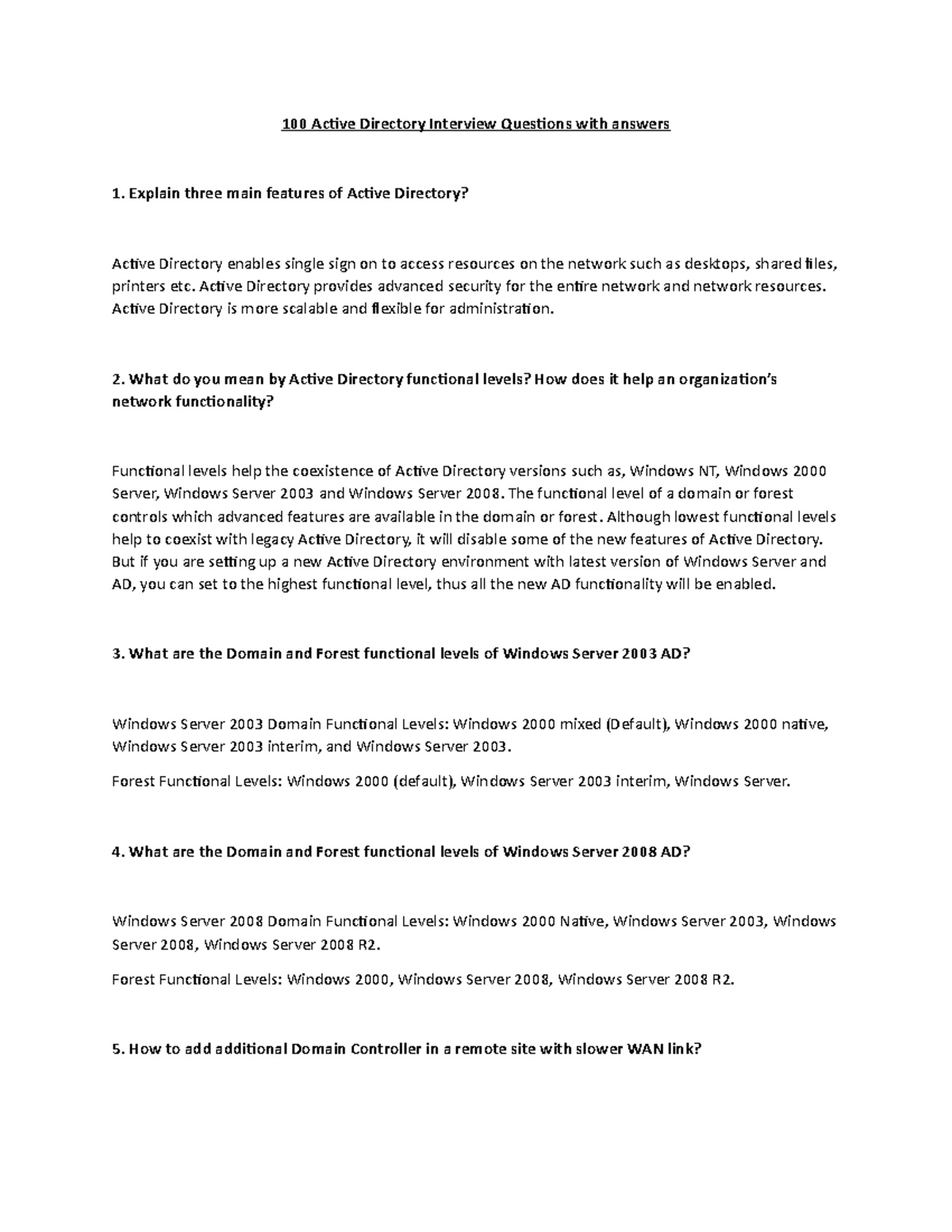 Active Directory 100 Questions - 100 Active Directory Interview Questions with answers Explain ...