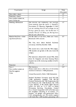 News anchor Radio News Script - RADIO NEWS SCRIPT No. Session Duration ...