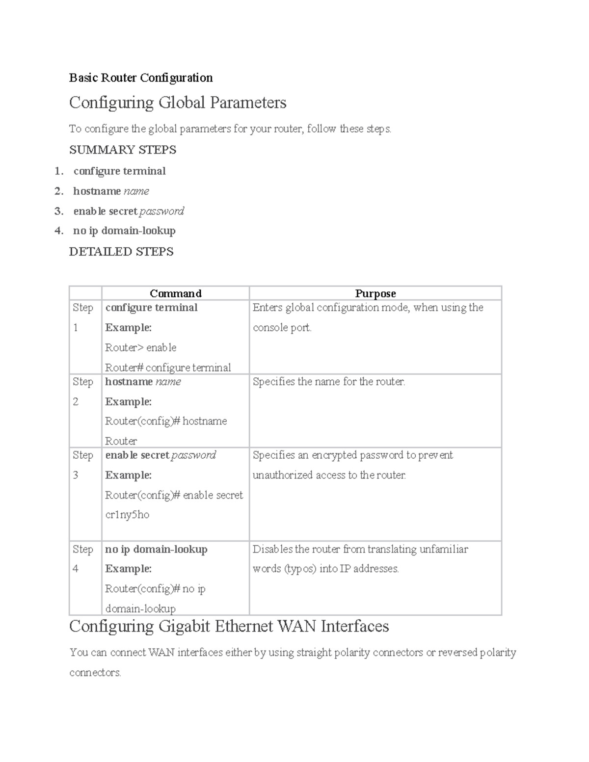 Basic Router Configuration - Basic Router Configuration Configuring ...