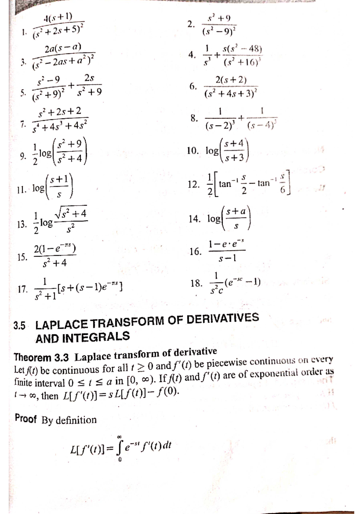 LT of Derivatives and Integrals - Engineering Mathematics - IV - Studocu