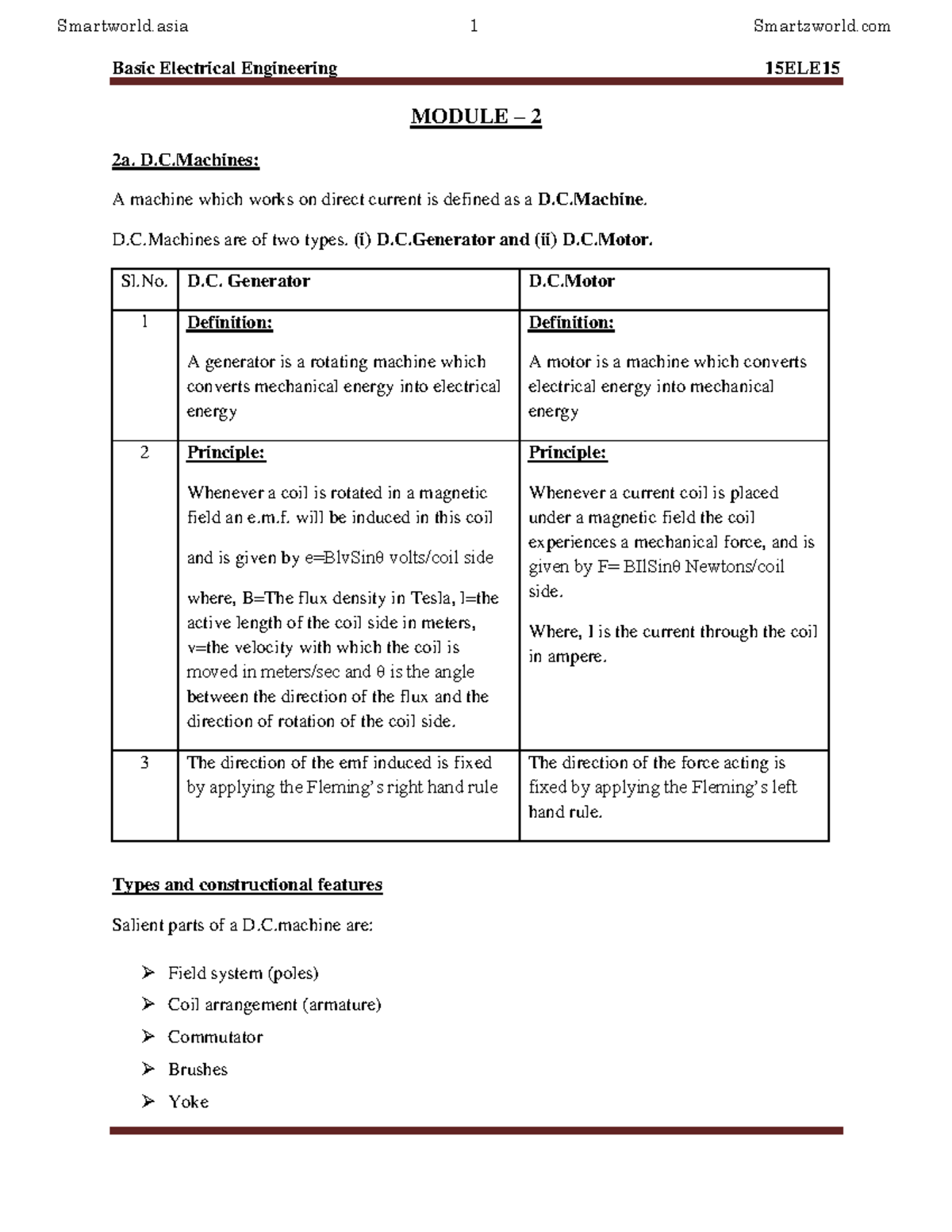CSE-I- Basic Electricals ENGG. L2 - Basic Electrical Engineering 15ELE ...
