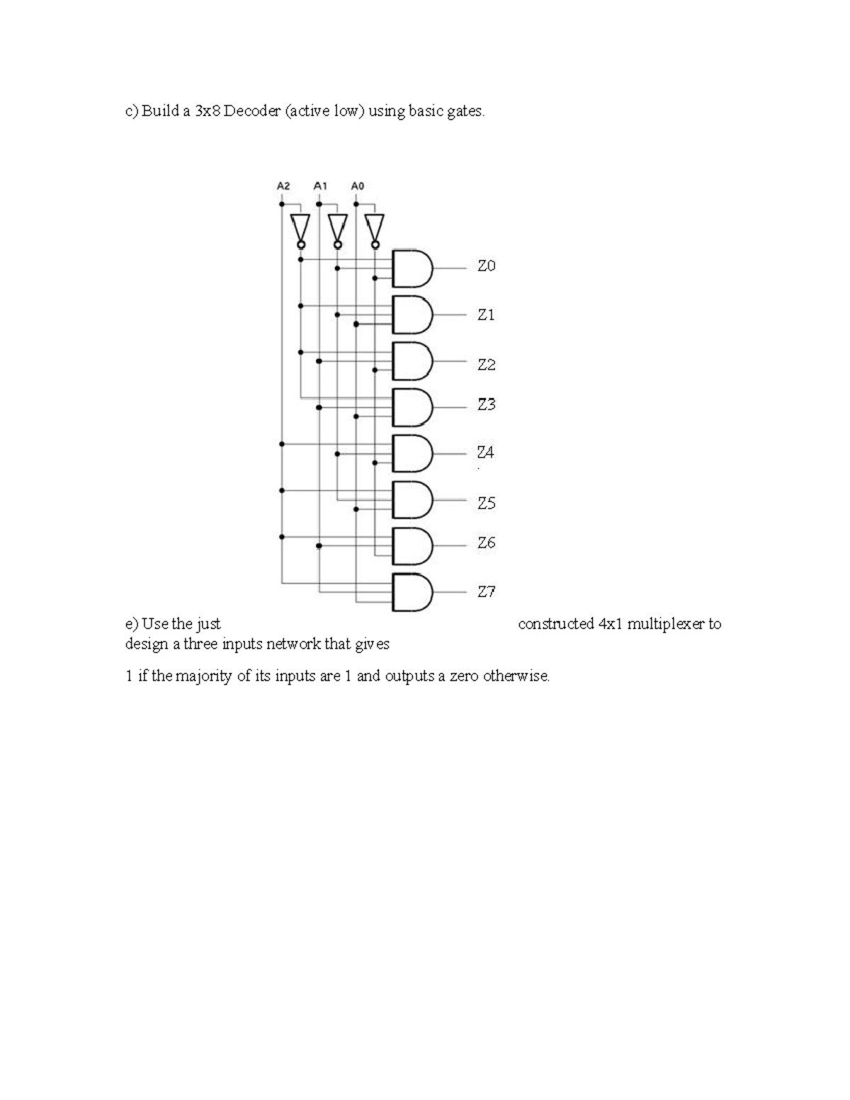 C - hihihih - communication and computer networks - c) Build a 3x8 Decoder (active low) using ...