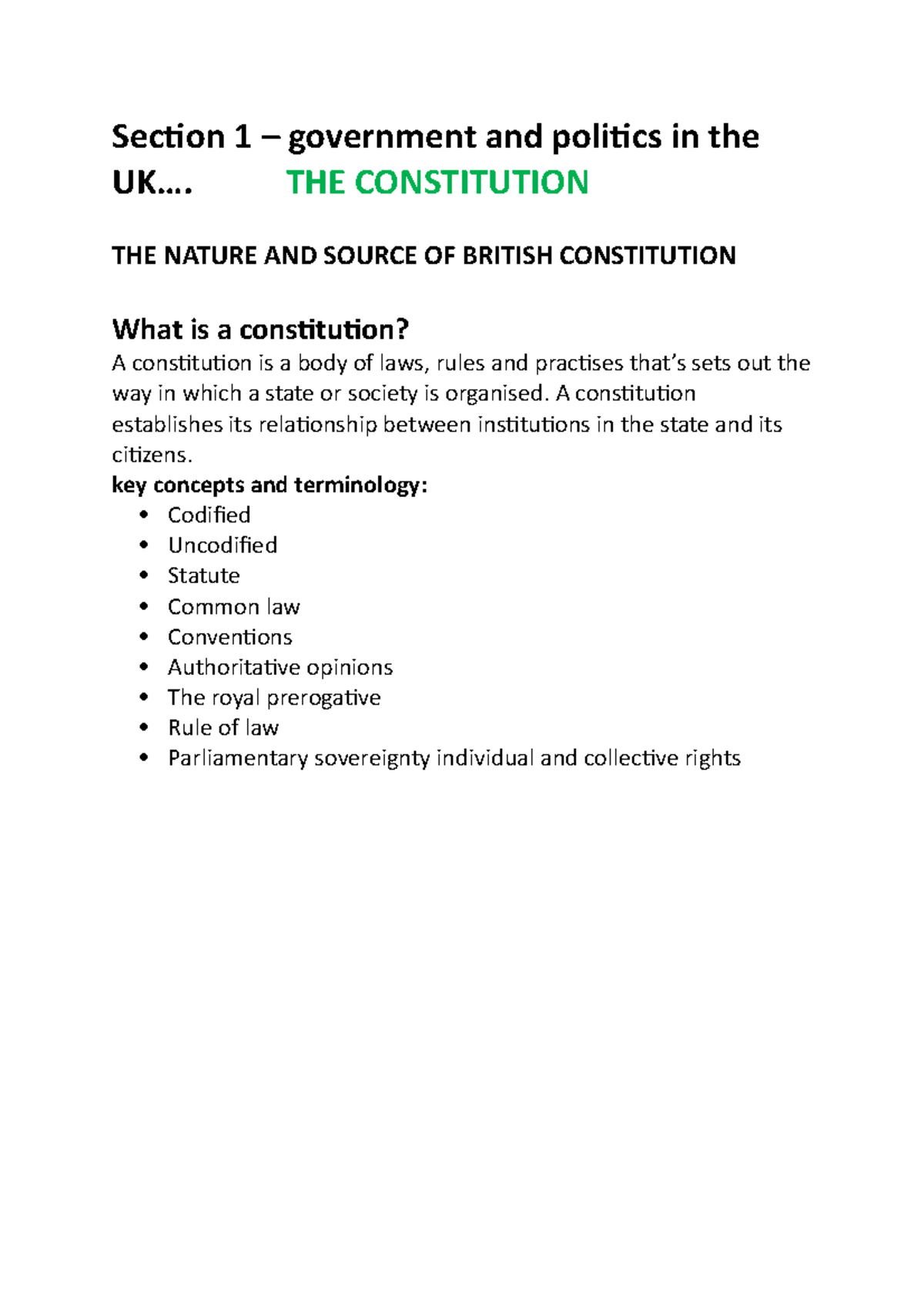Government in politics - Section 1 – government and politics in the UK ...