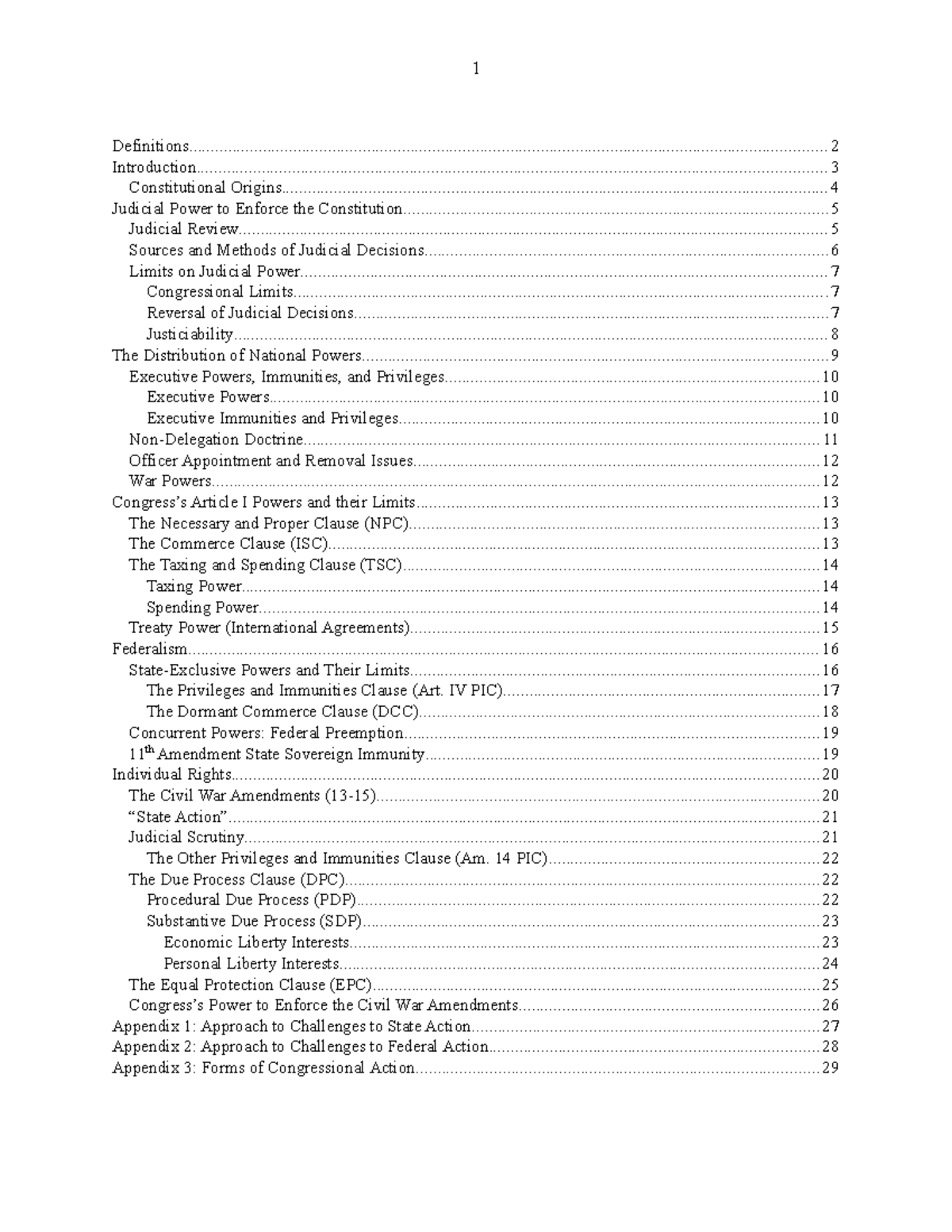 Con Law I - [outline abv - Abbreviated Constitutional Law outline ...