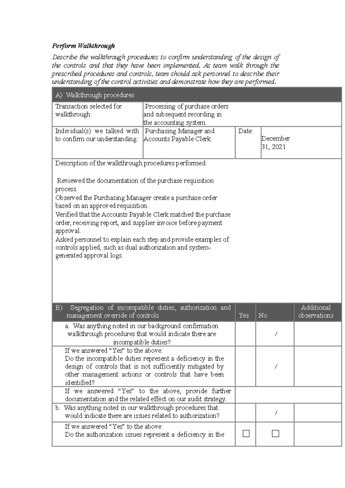 Perform Walkthrough - bchjkinjb - Perform Walkthrough Describe the ...