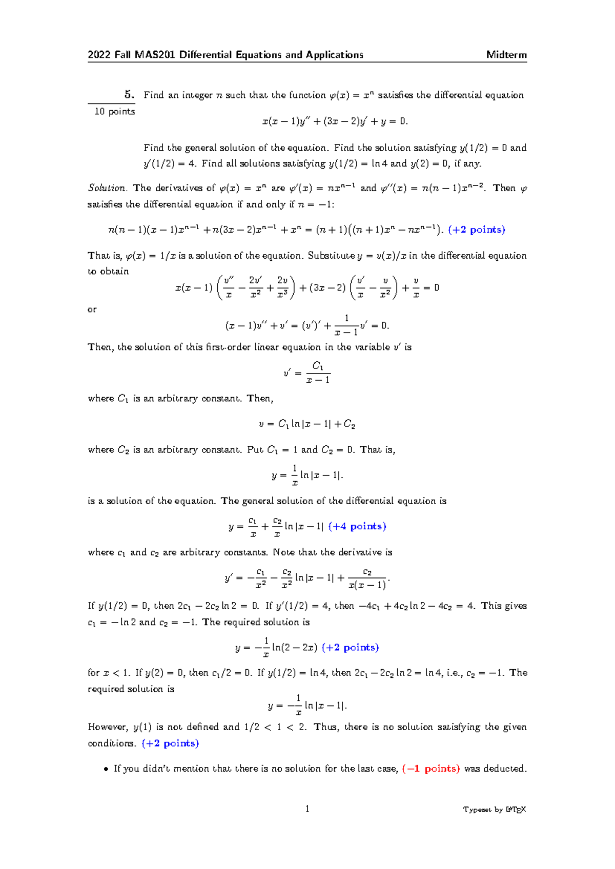 2022F Problem 5,7 - Rdtdr - 2022 Fall MAS201 Differential Equations and ...