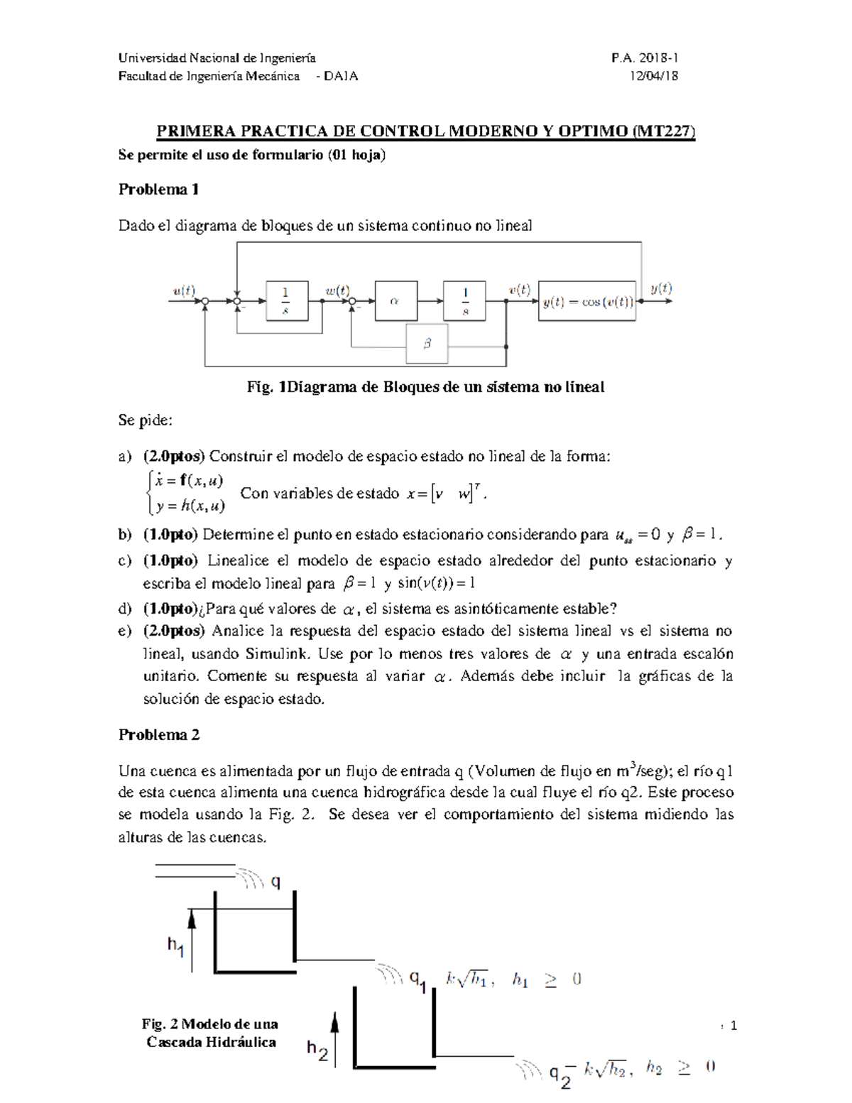PRACTICA 1 DE CONTROL - Universidad Nacional de Ingeniería P. 2018- Facultad de Ingeniería ...