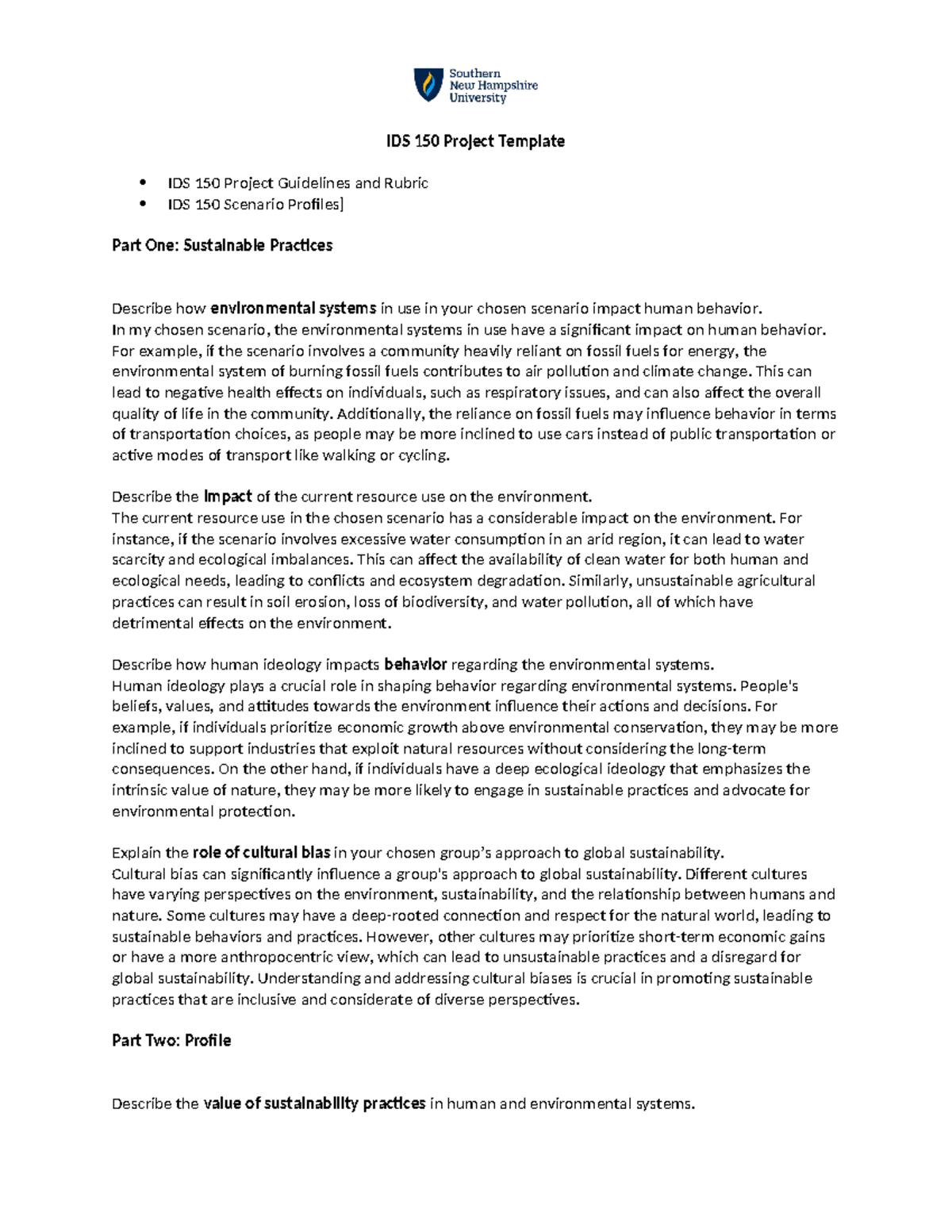 project IDS assignment persective in sustainability - IDS 150 Project ...