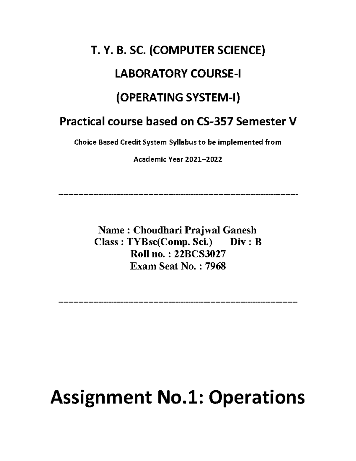 OS Text file (2)-1 - T. Y. B. SC. (COMPUTER SCIENCE) LABORATORY COURSE ...