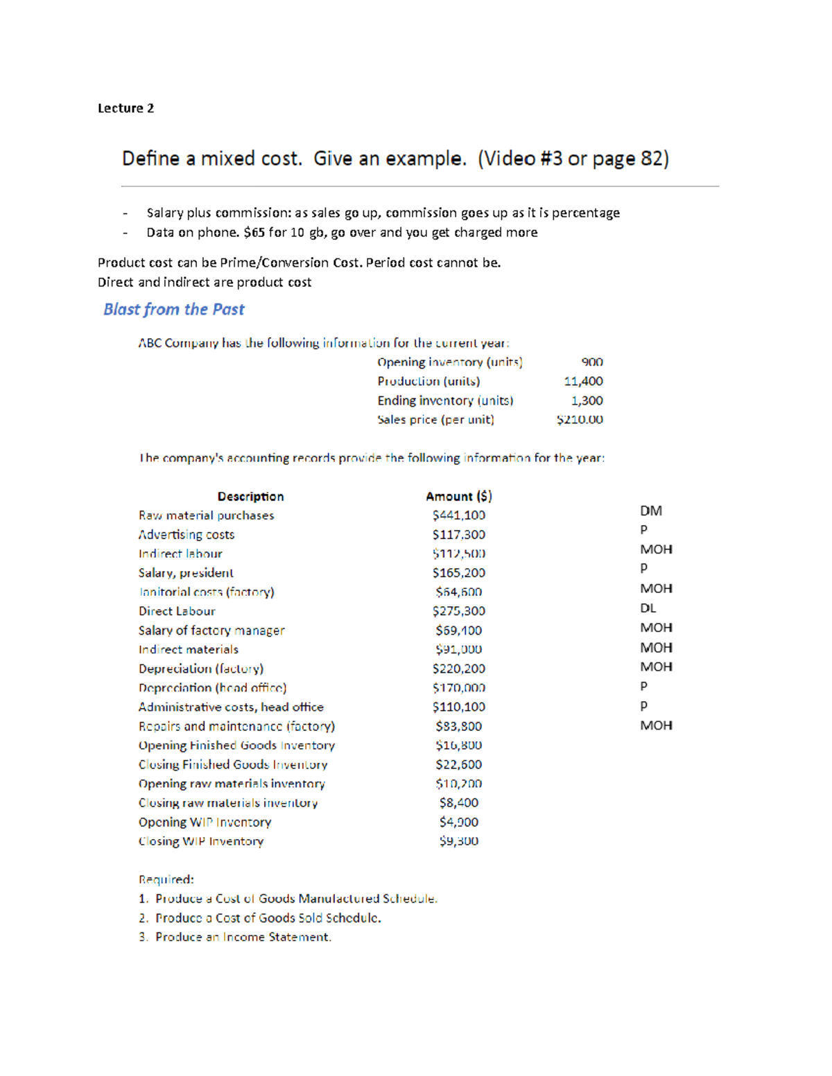 ACC406 Lecture 2 - notes - Lecture 2 - Salary plus commission: as sales ...