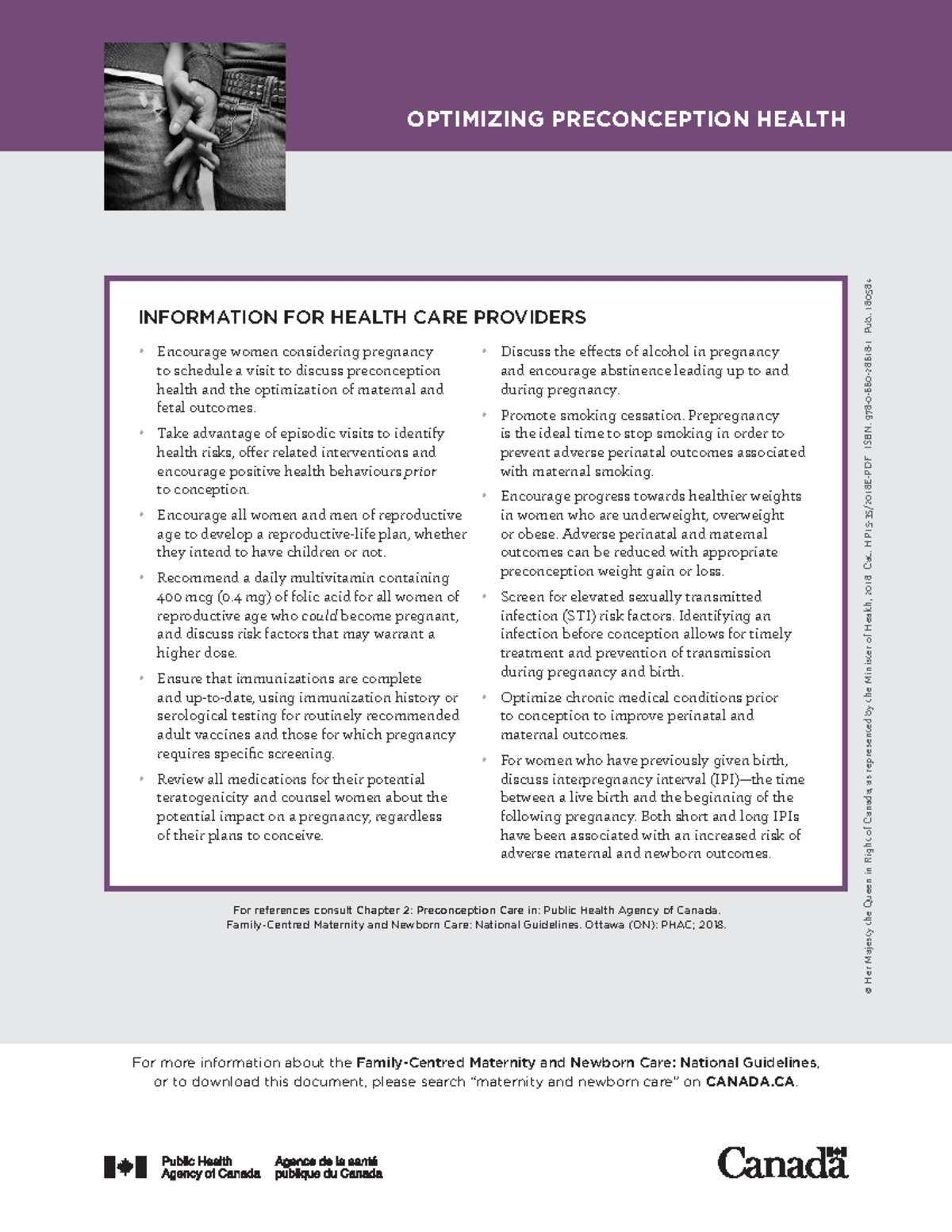 Optimizing Preconception Health - INFORMATION FOR HEALTH CARE PROVIDERS ...