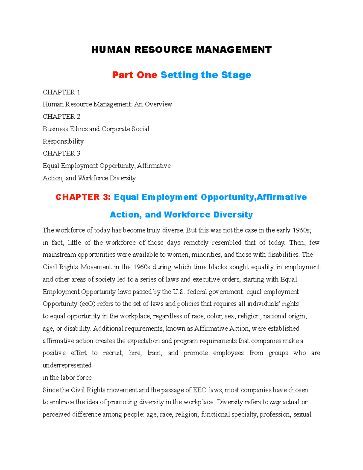 Human Resource Management PART 1 Chapter 3 - HUMAN RESOURCE MANAGEMENT ...