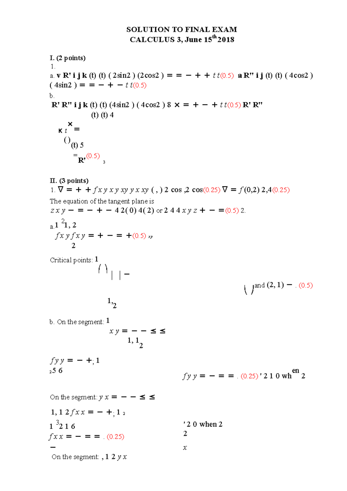 DA calculus 3 June 2018 - SOLUTION TO FINAL EXAM CALCULUS 3, June 15th ...