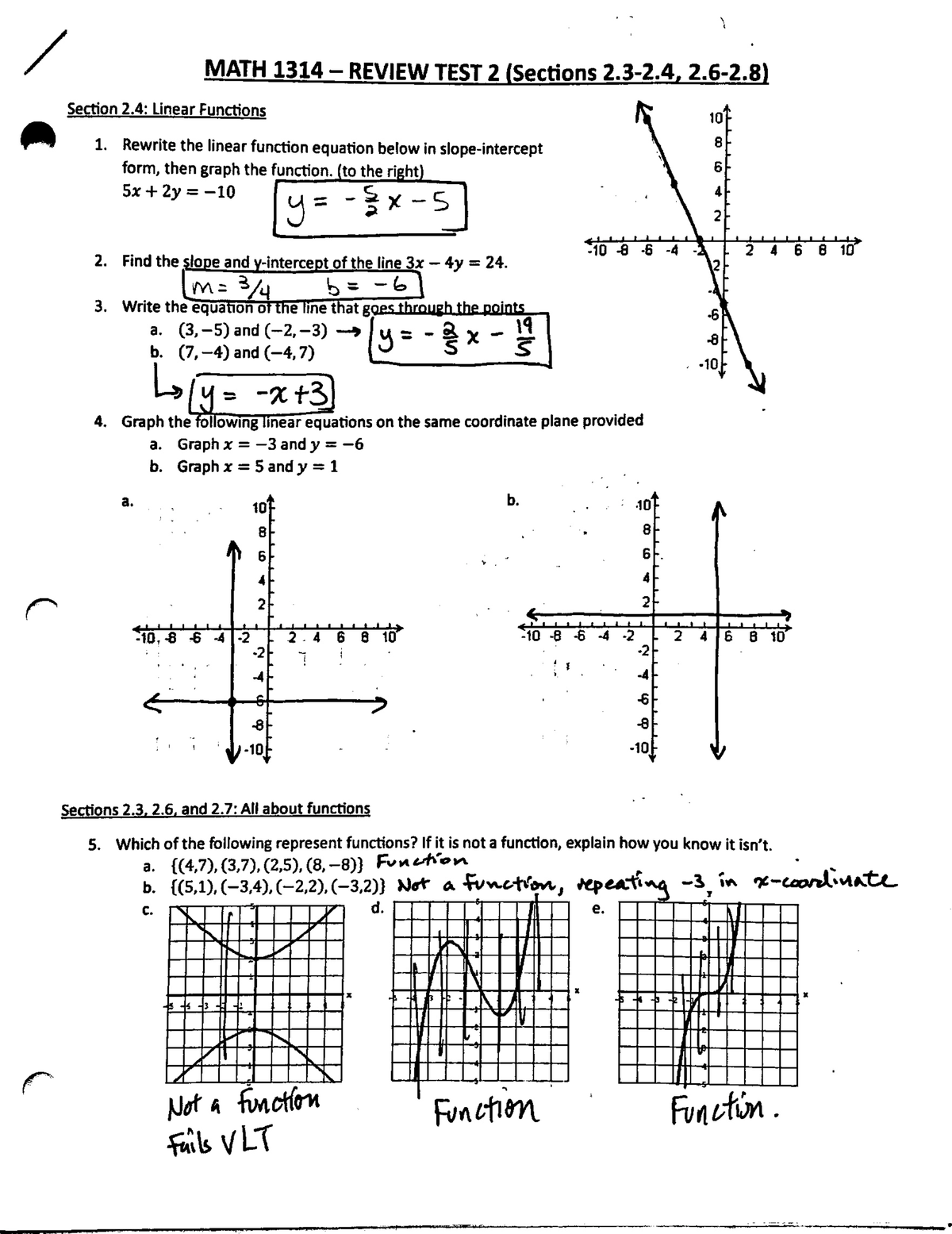 Review for test 2 - Practice materials - MATH 1314 REVIEW TEST 2 ...