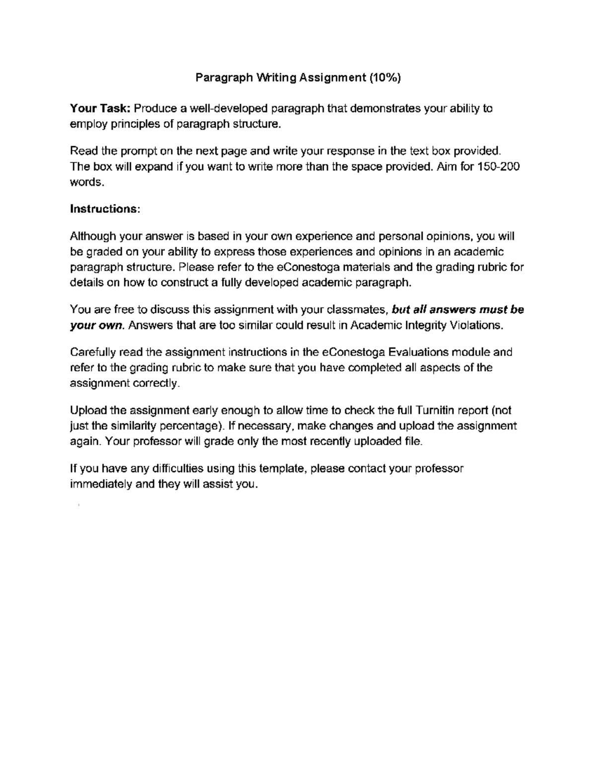 Week 5 - Paragraph Writing Assessment Submitted By Harjeet Singh ...