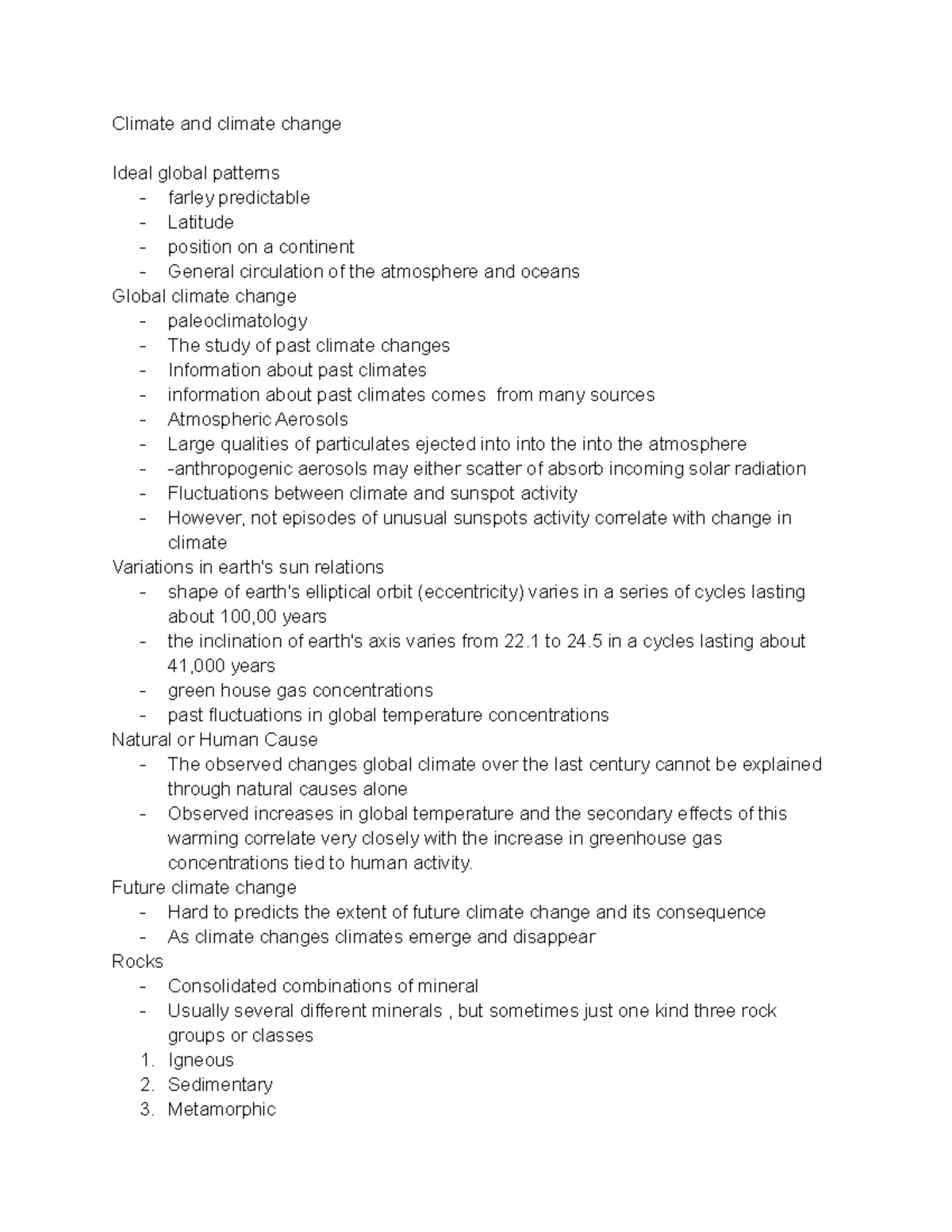 Geog -2 - Lecture 2 notes - Climate and climate change Ideal global ...