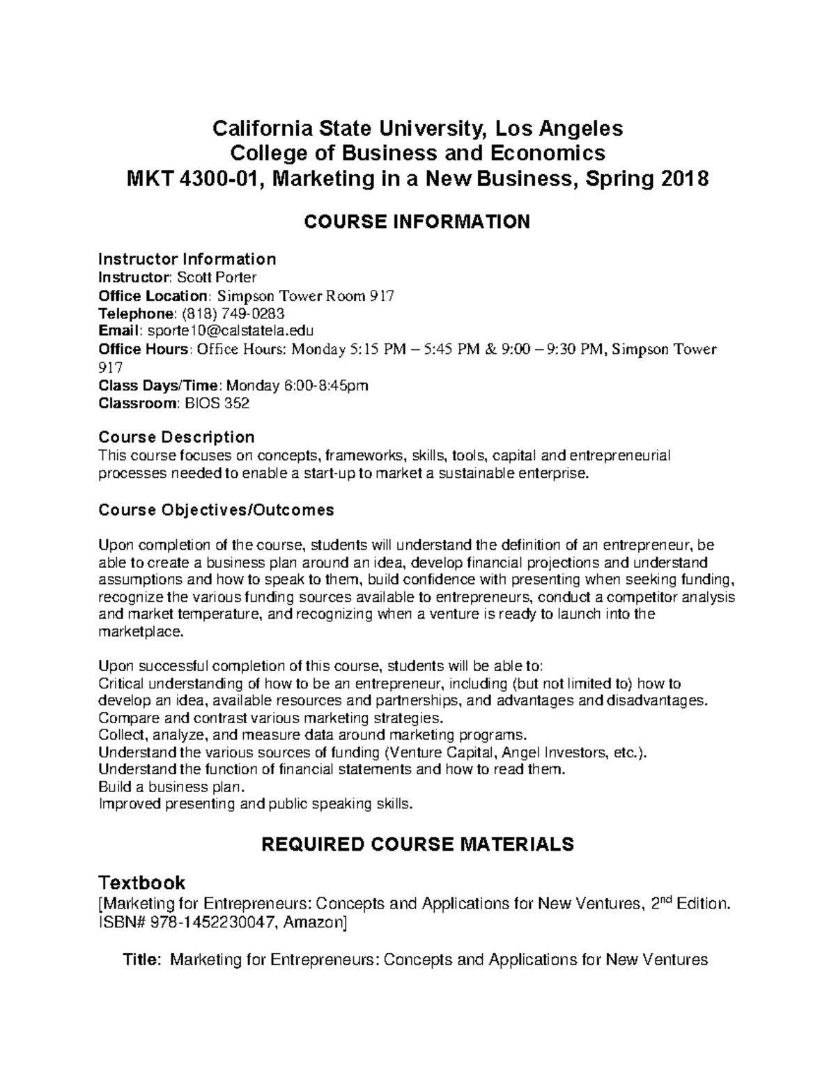Syllabus - Lecture notes 1 - California State University, Los Angeles ...