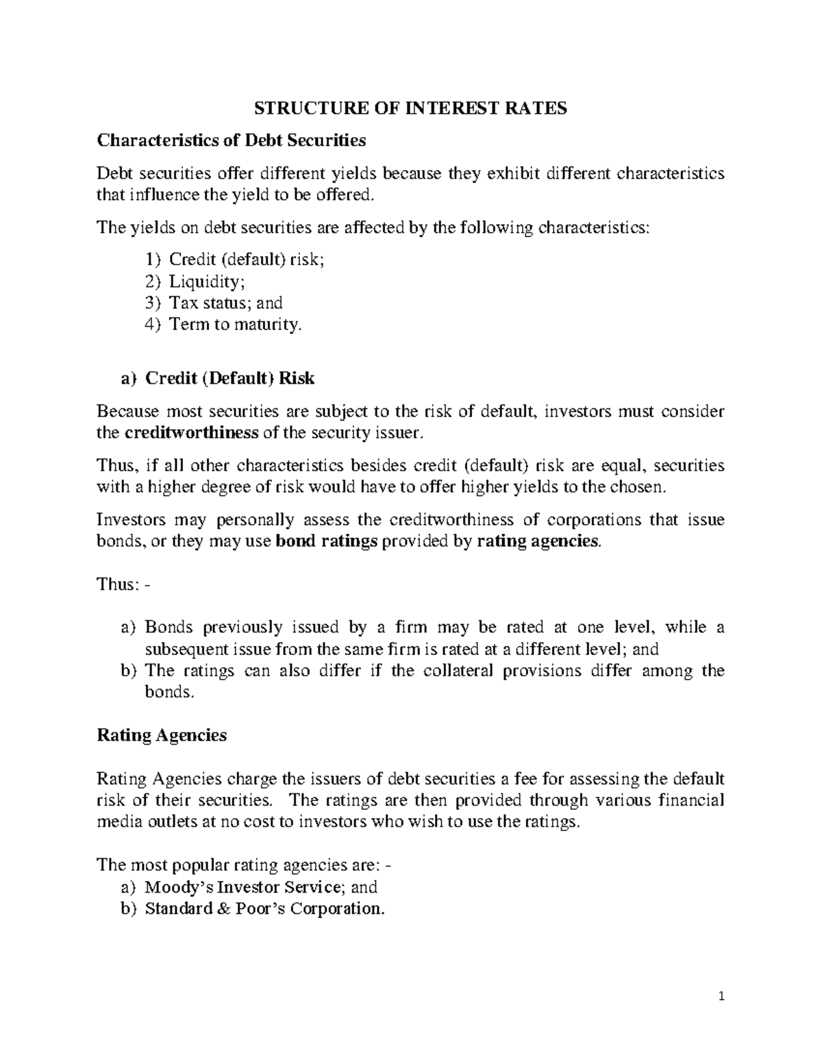 Structure of Interest Rates-Students Notes-1 - STRUCTURE OF INTEREST ...