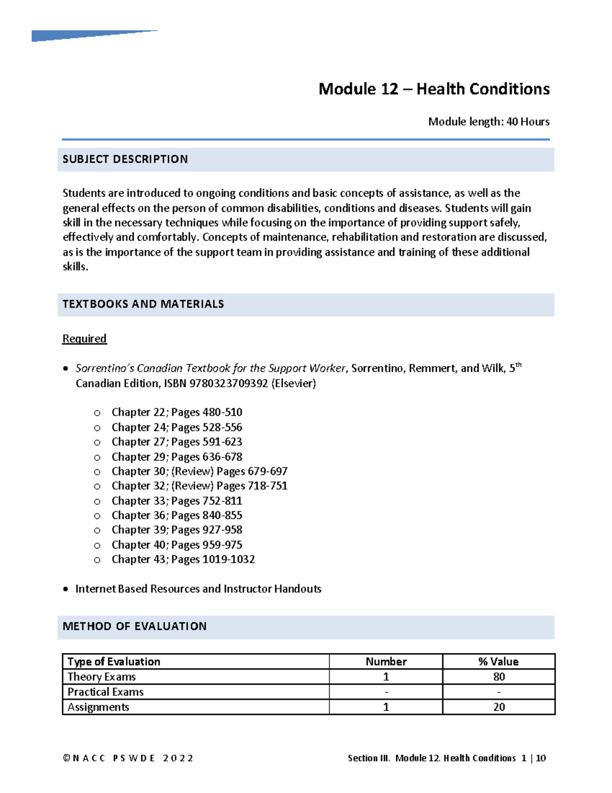 III-12 Health Conditions - Module 12 – Health Conditions Module length ...