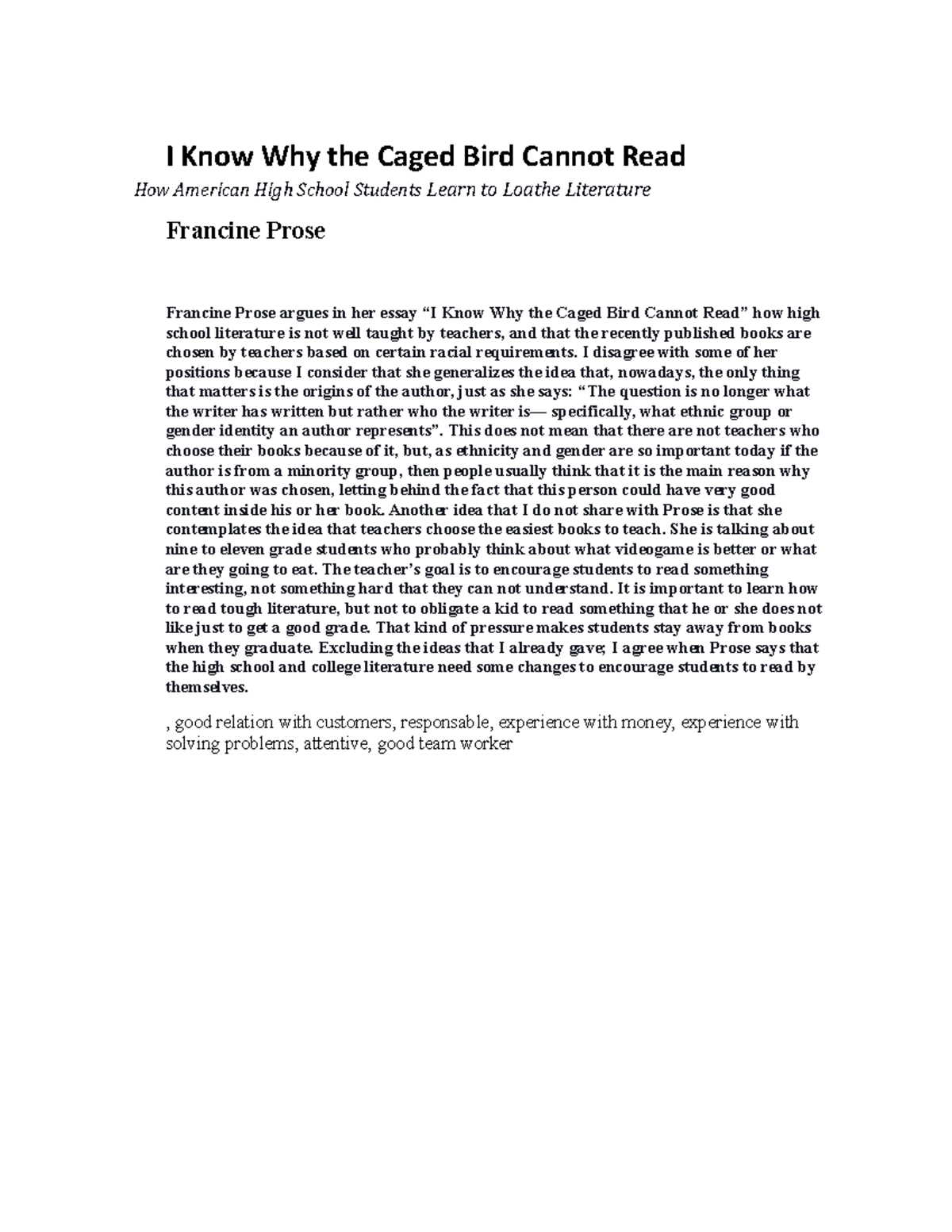 I know why the caged bird cannot read with questions - I Know Why the ...