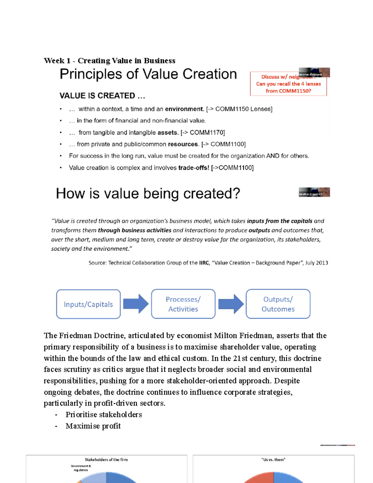 Comm1180 - Value Creation - Week 1 - Creating Value in Business The ...