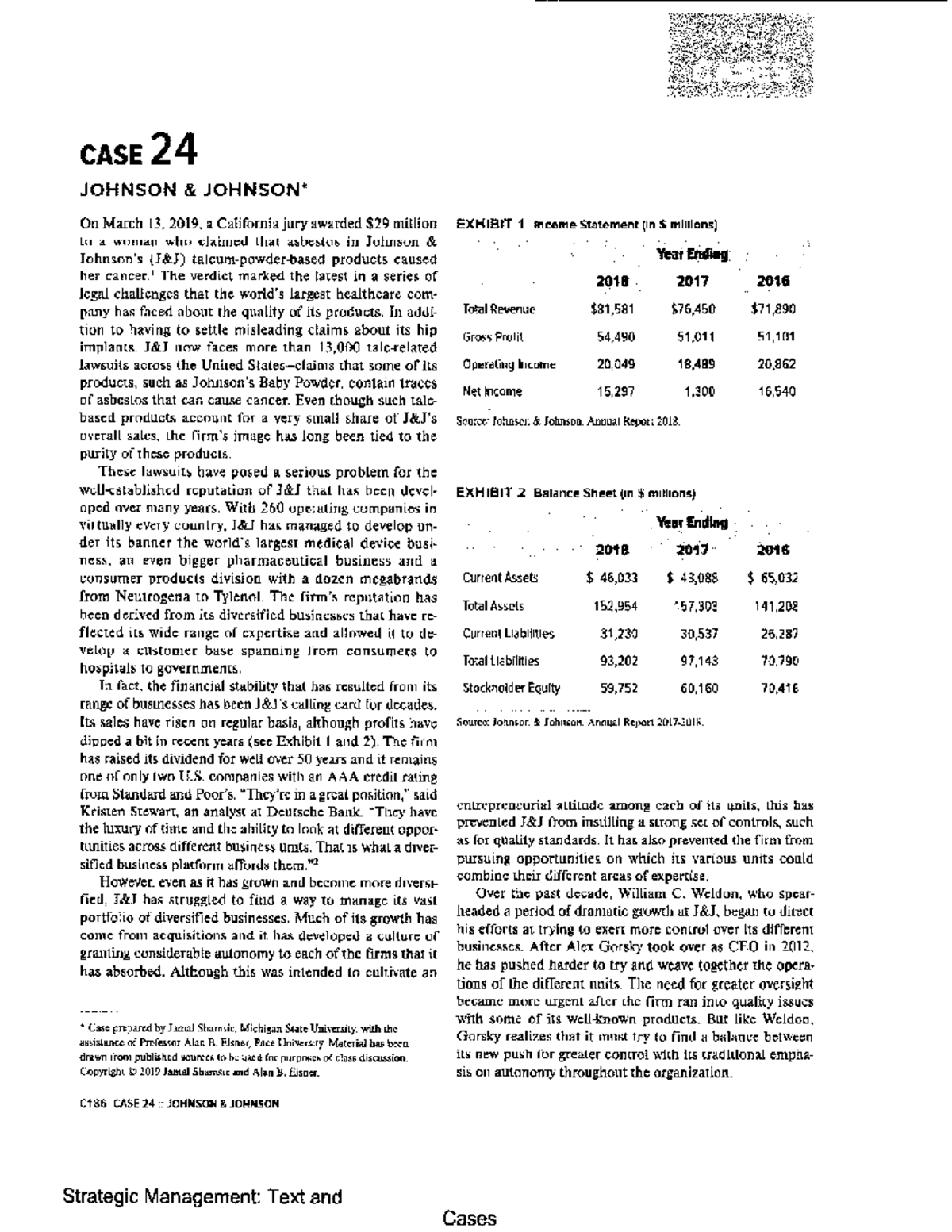CASE Study- Johnson Johnson - Total Quality Management - Studocu