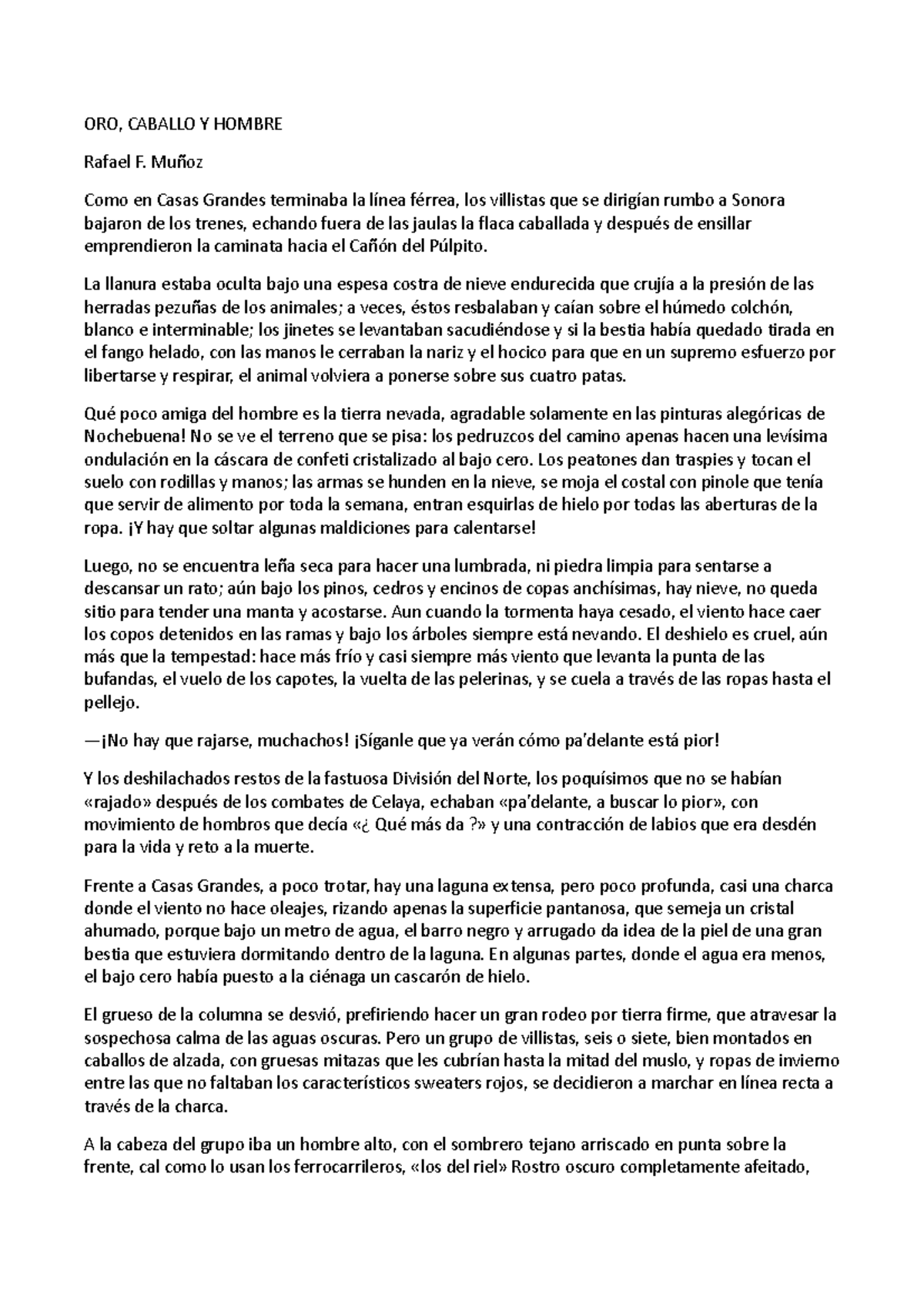 Oro, caballo y hombre - jhuhuh - ORO, CABALLO Y HOMBRE Rafael F. Muñoz ...