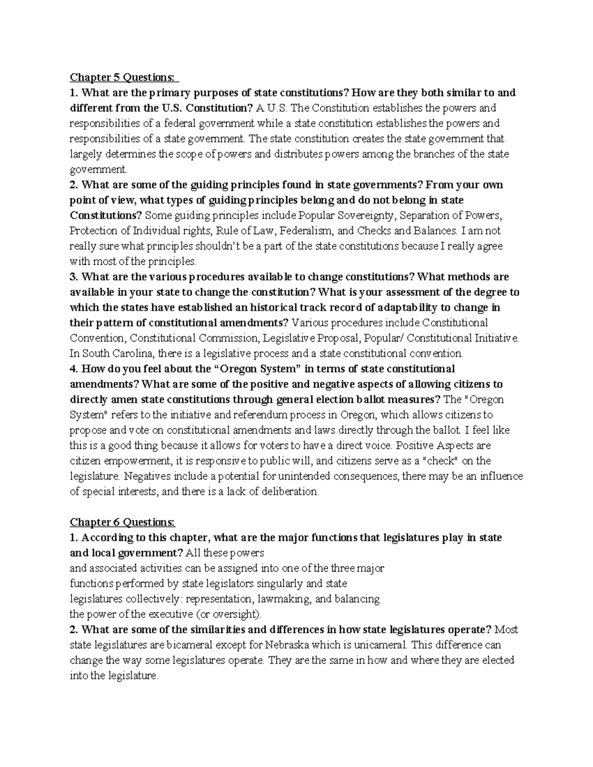 Chapters 5-8 (2) - This is the history book questions. - Chapter 5 ...