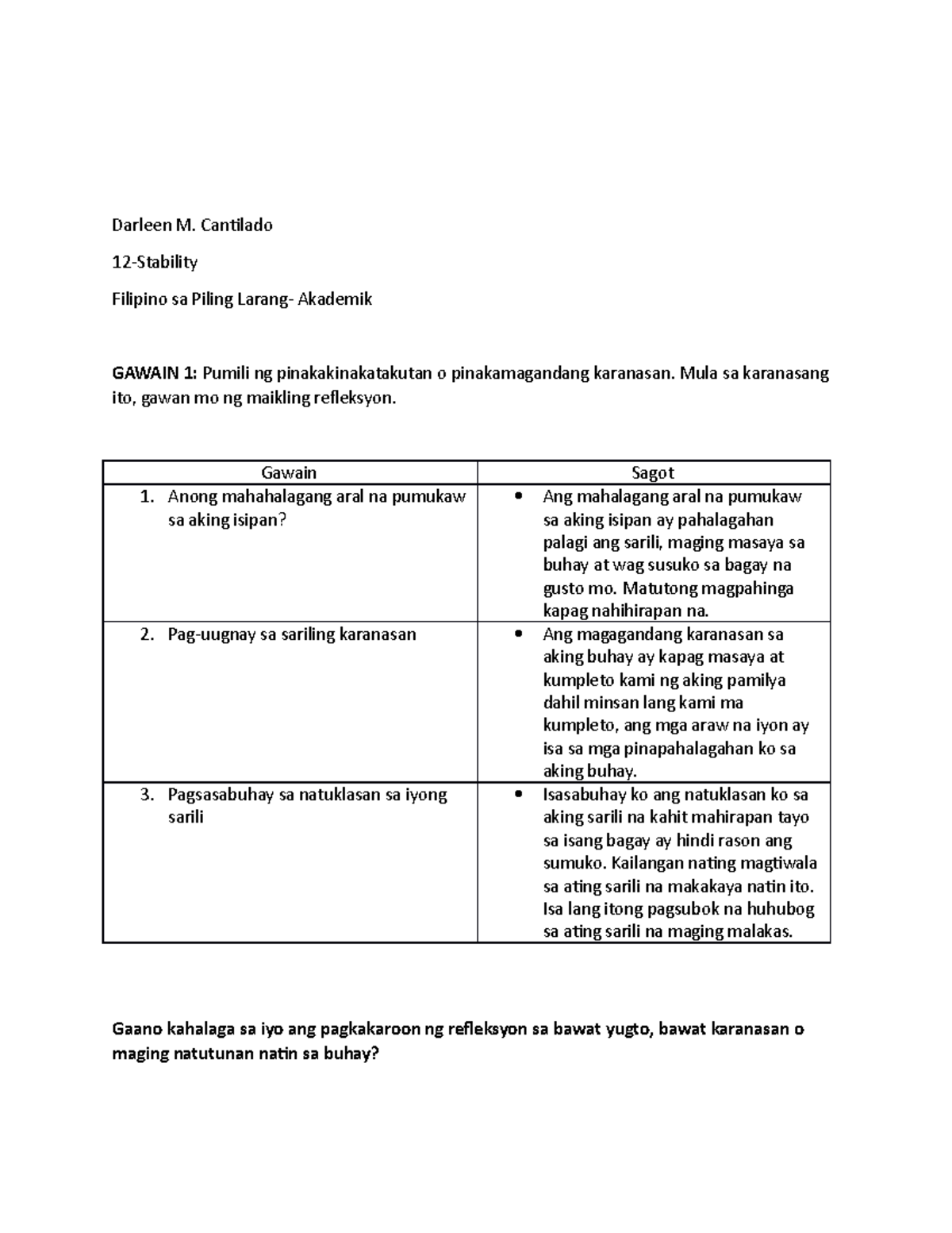 Larang 2 - notes - Darleen M. Cantilado 12-Stability Filipino sa Piling ...