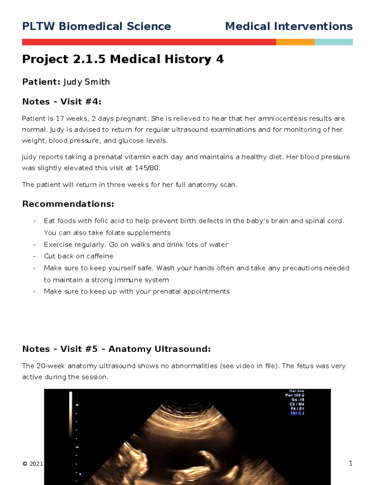 MI 215 Med History 4 - PLTW Biomedical Science Medical Interventions ...