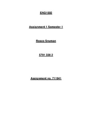 Assignment 1 Eng1502 - Eng 1502 Assignment 1 Semester 1 Eugene ...
