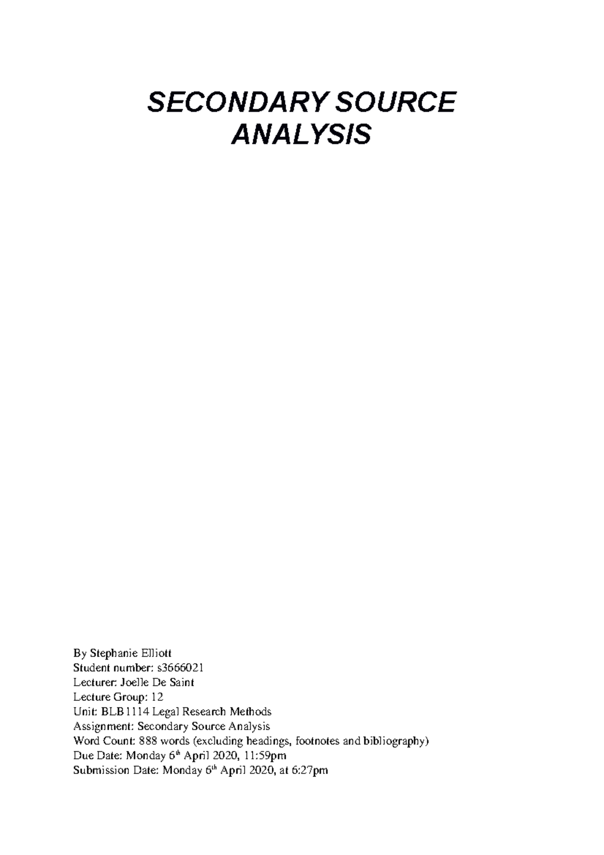 Secondary Source Analysis - 1 Sage – Jacobson then discusses how ...