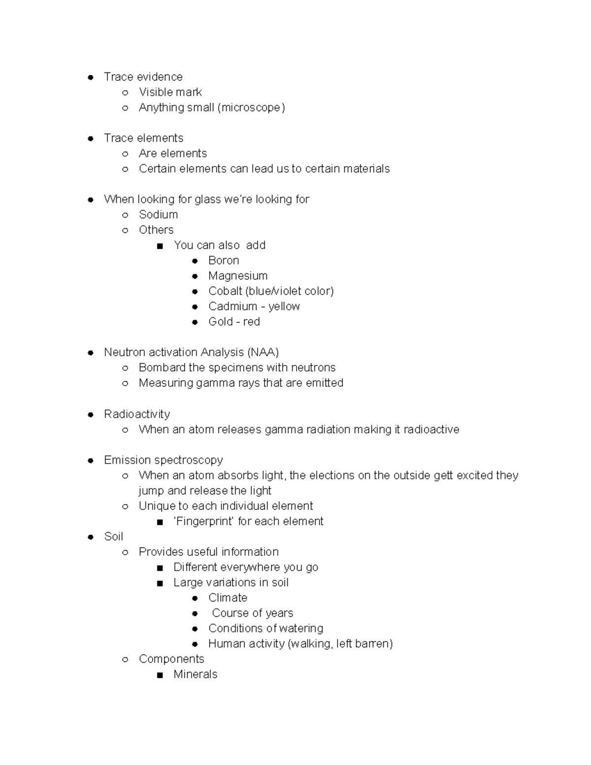 Chapter 14 - Metals Paint and Soil - Trace evidence Visible mark ...