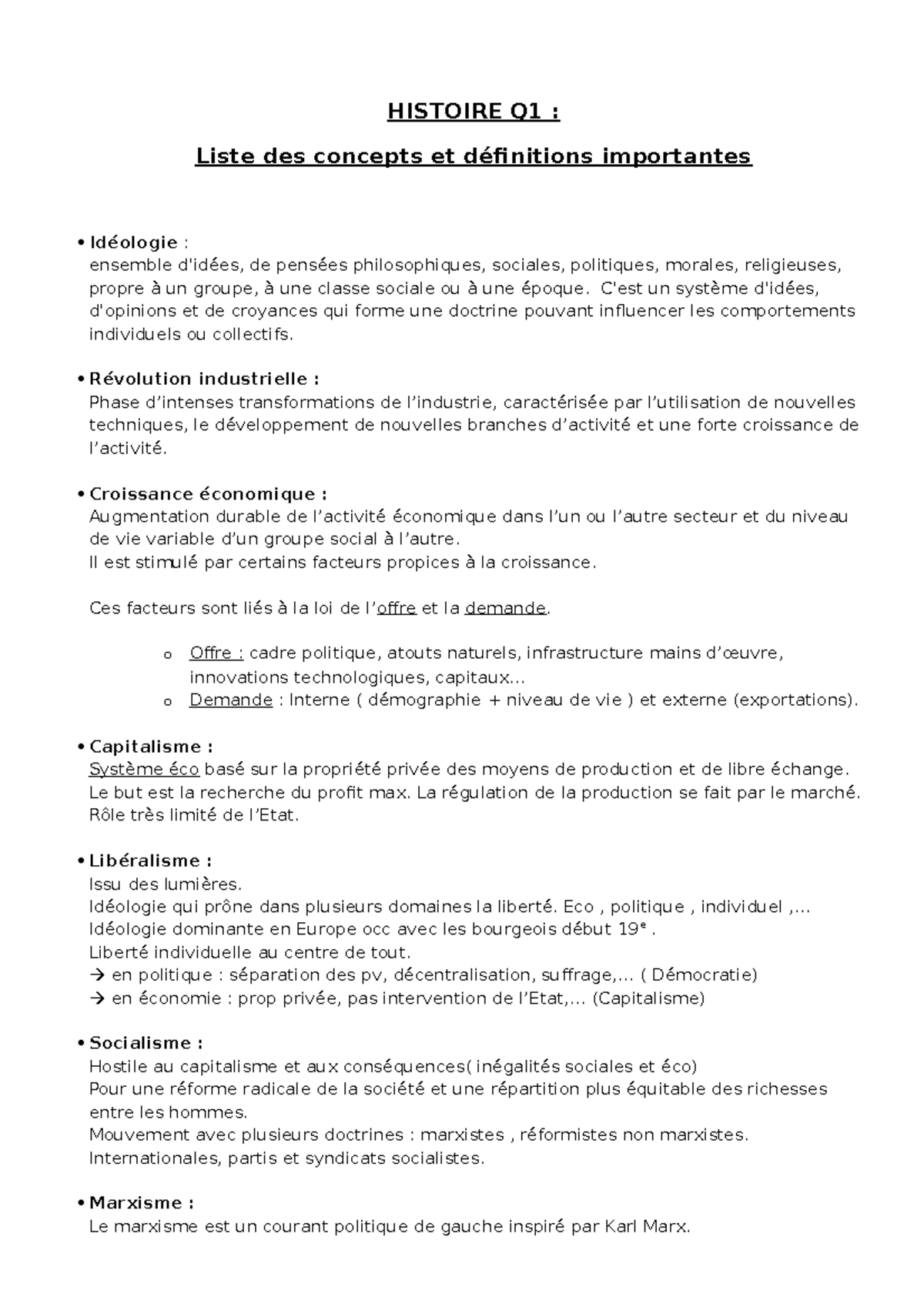 Concepts historiques - HISTOIRE Q1 : Liste des concepts et définitions ...