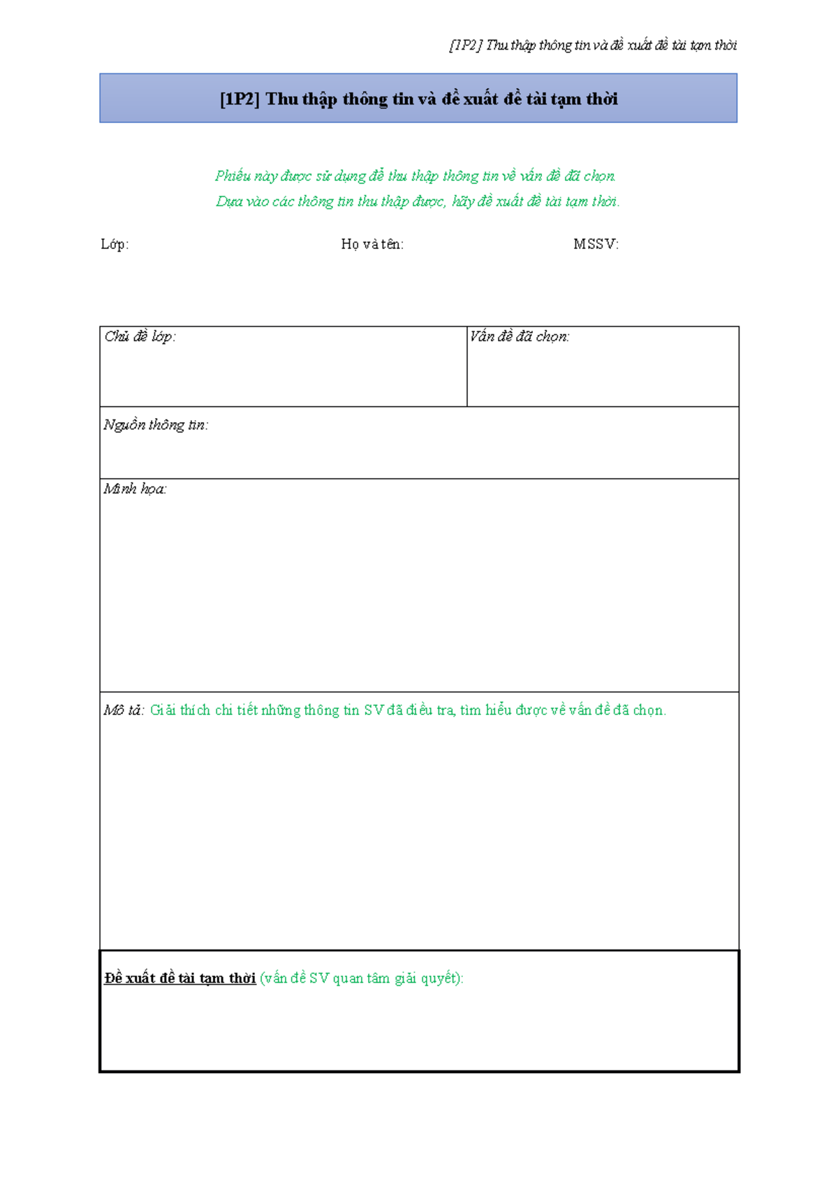 SV02-1P2 - sdsdsd - [1P2] Thu thập thông tin và đề xuất đề tài tạm thời ...